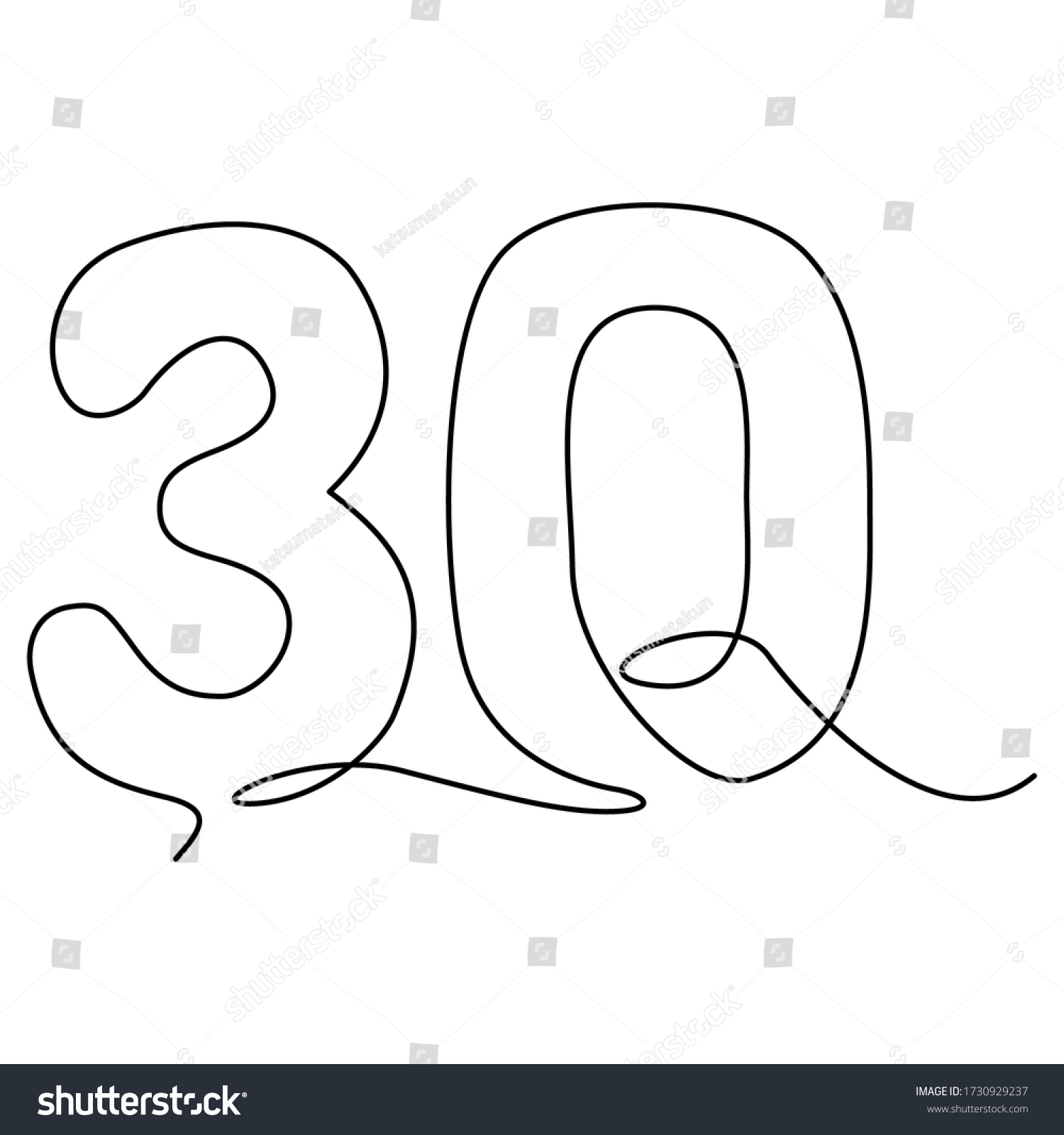 One Line Continuous Drawing 30 Numbers: เวกเตอร์สต็อก (ปลอดค่าลิขสิทธิ์ ...