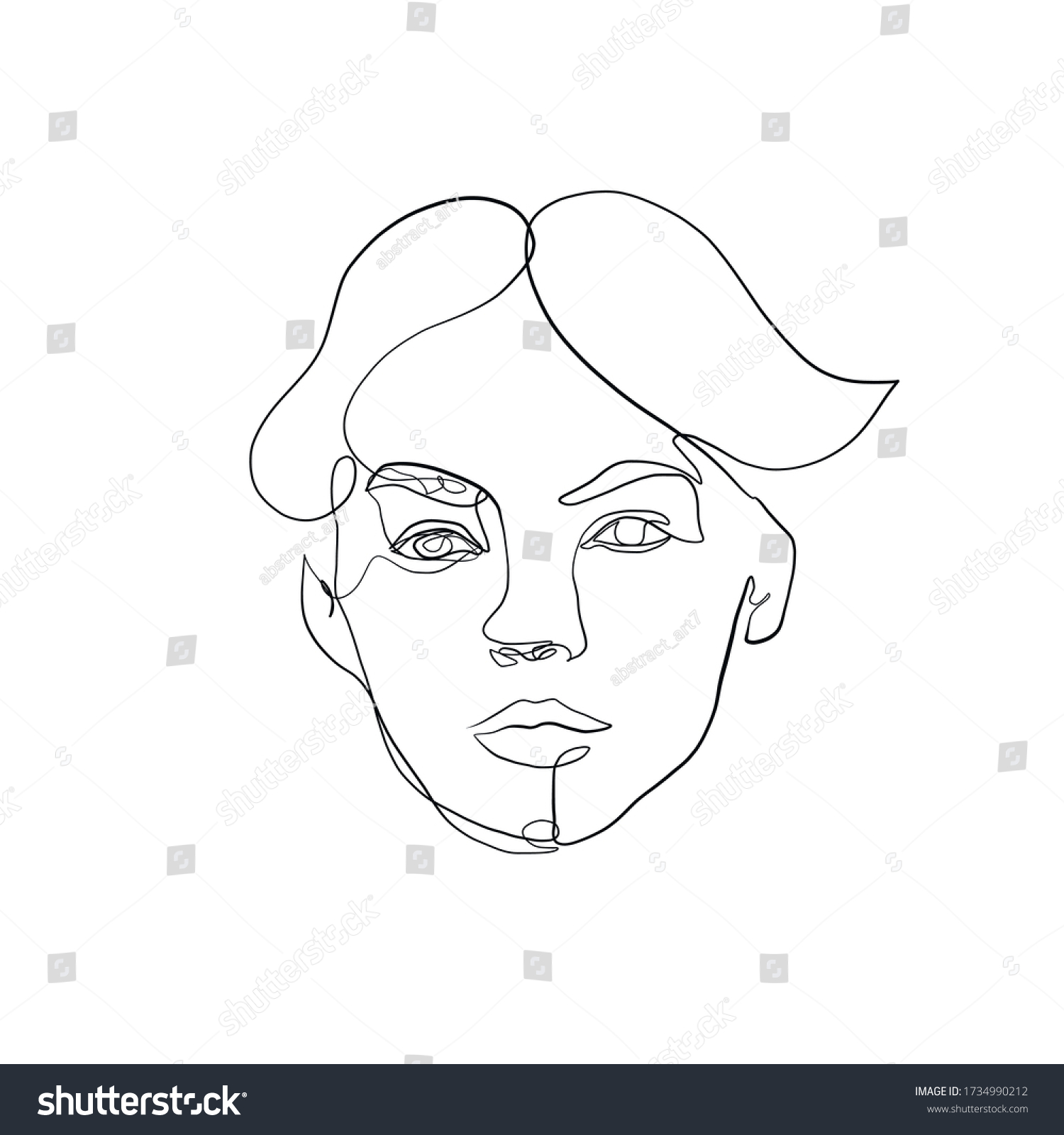 One Line Continuous Drawing Woman Face Stock Vector Royalty Free