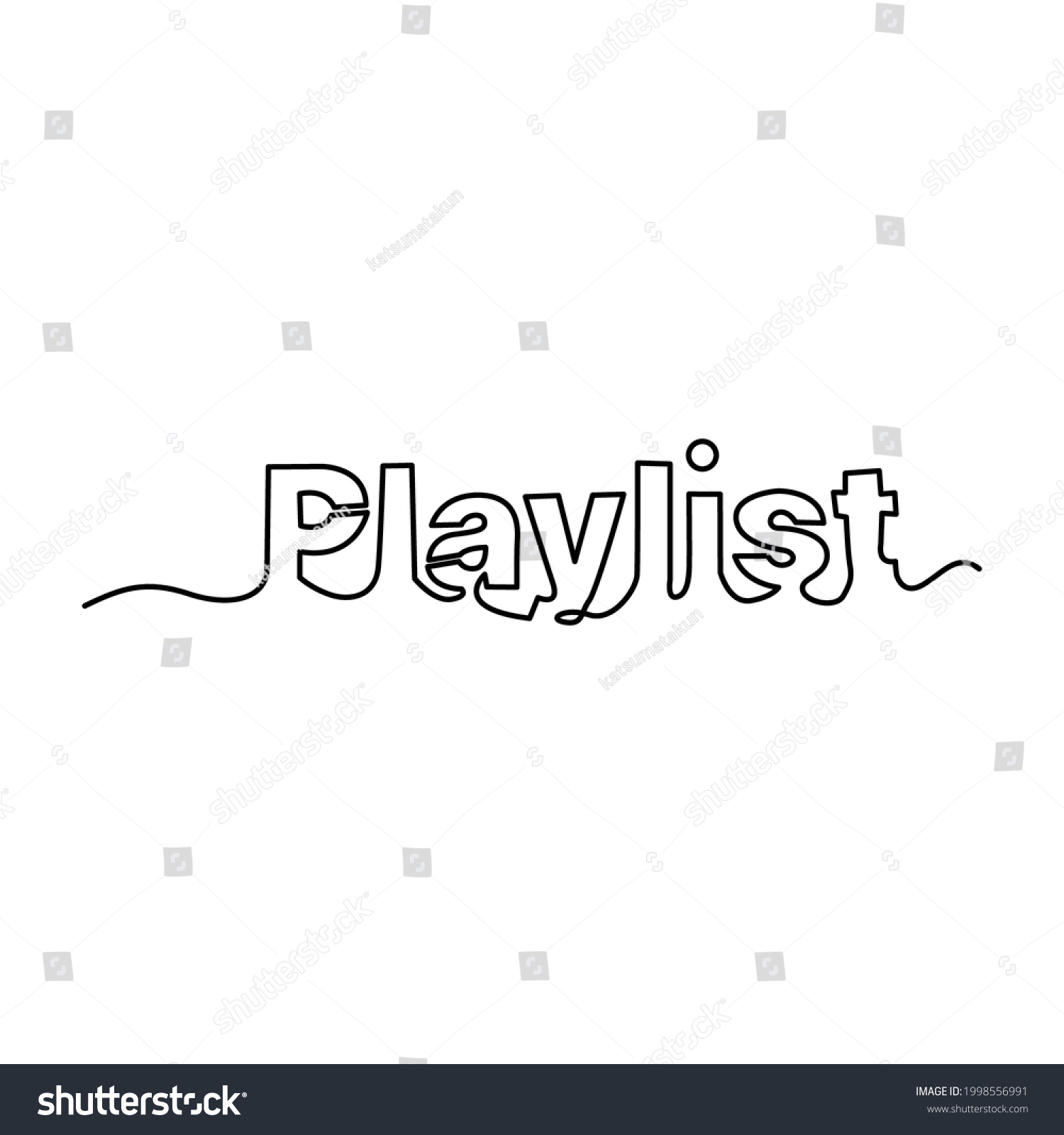 One Line Continuous Drawing Playlist Word Stock Vector (Royalty Free ...