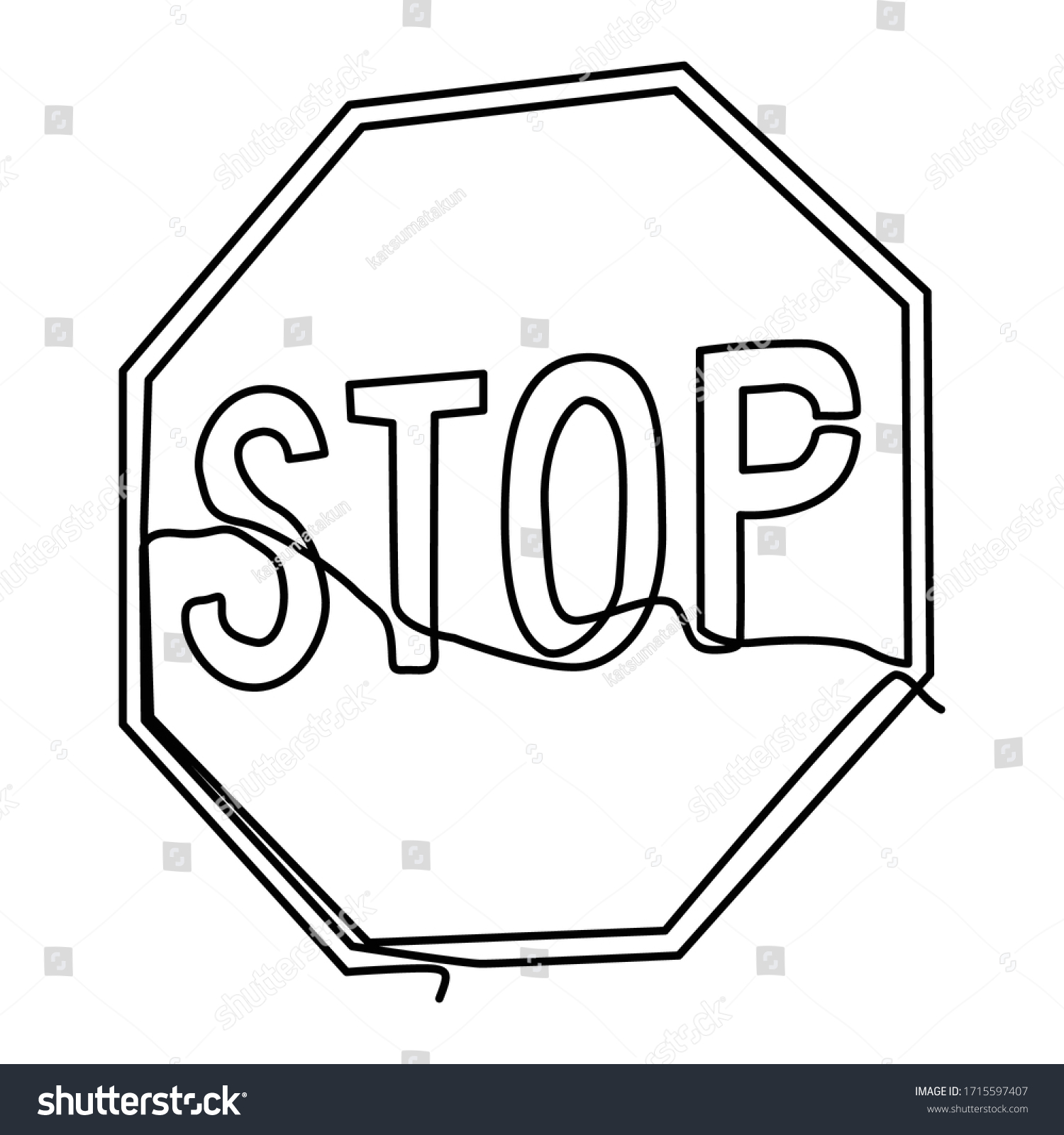 One Line Continuous Drawing Stop Sign Stock Vector (Royalty Free ...