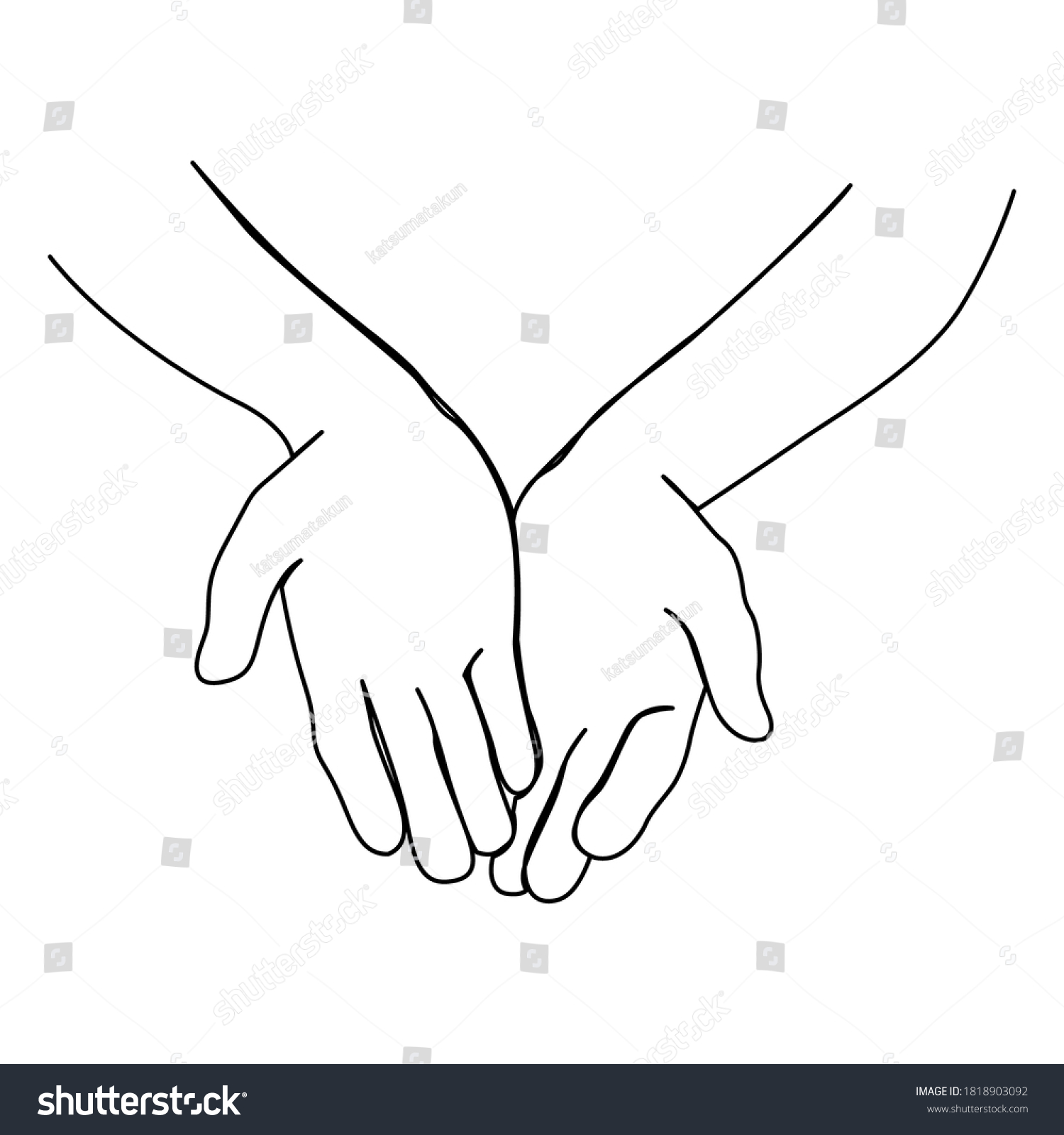 One Line Continuous Drawing Two Hands: เวกเตอร์สต็อก (ปลอดค่าลิขสิทธิ์ ...