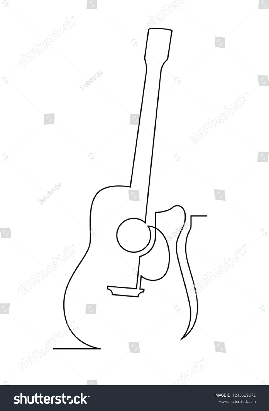 One Line Drawing Guitar Stock Vector (Royalty Free) 1245529672 ...