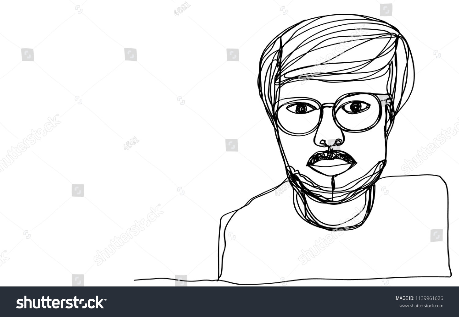 One Line Drawing Hansome Asian Guy Stock Vector (Royalty Free ...