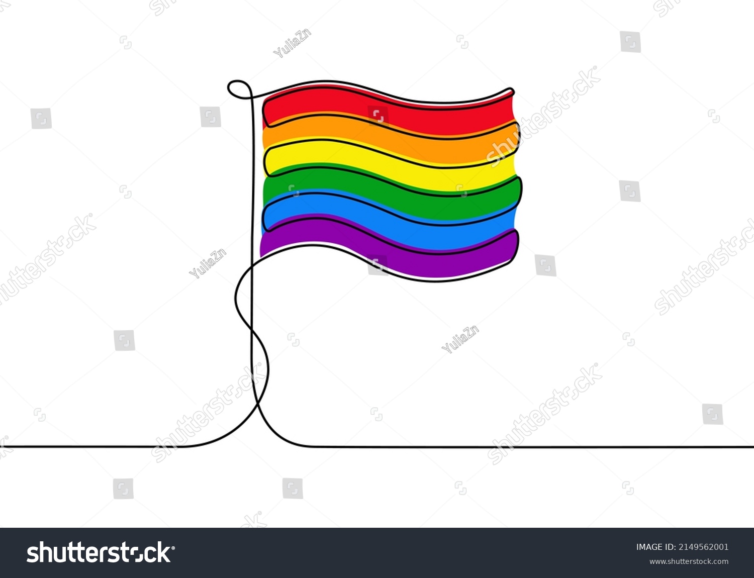 One Line Drawing Lgbt Pride Flag เวกเตอร์สต็อก ปลอดค่าลิขสิทธิ์