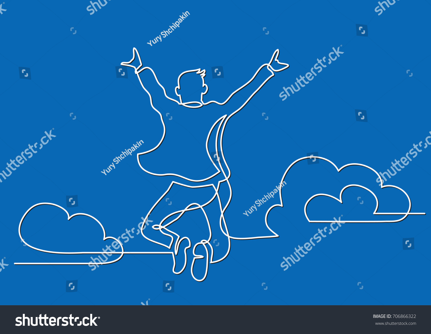 Vektor Stok One Line Drawing Happy Man Jumping (Tanpa Royalti ... Vektor Stok One Line Drawing Happy Man Jumping (Tanpa Royalti ...