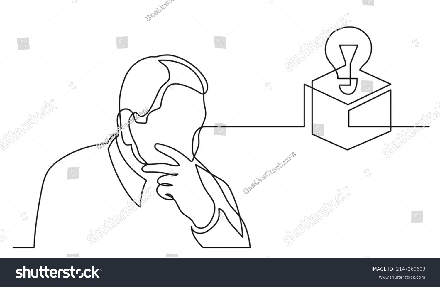 One Line Drawing Person Thinking Solving Stock Vector (Royalty Free ...