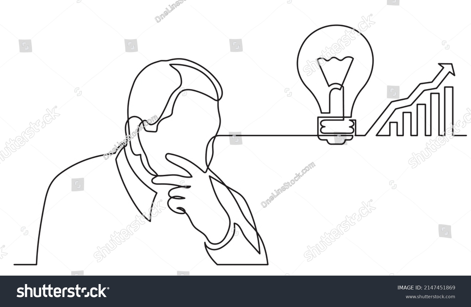 One Line Drawing Person Thinking Solving Stock Vector (Royalty Free ...