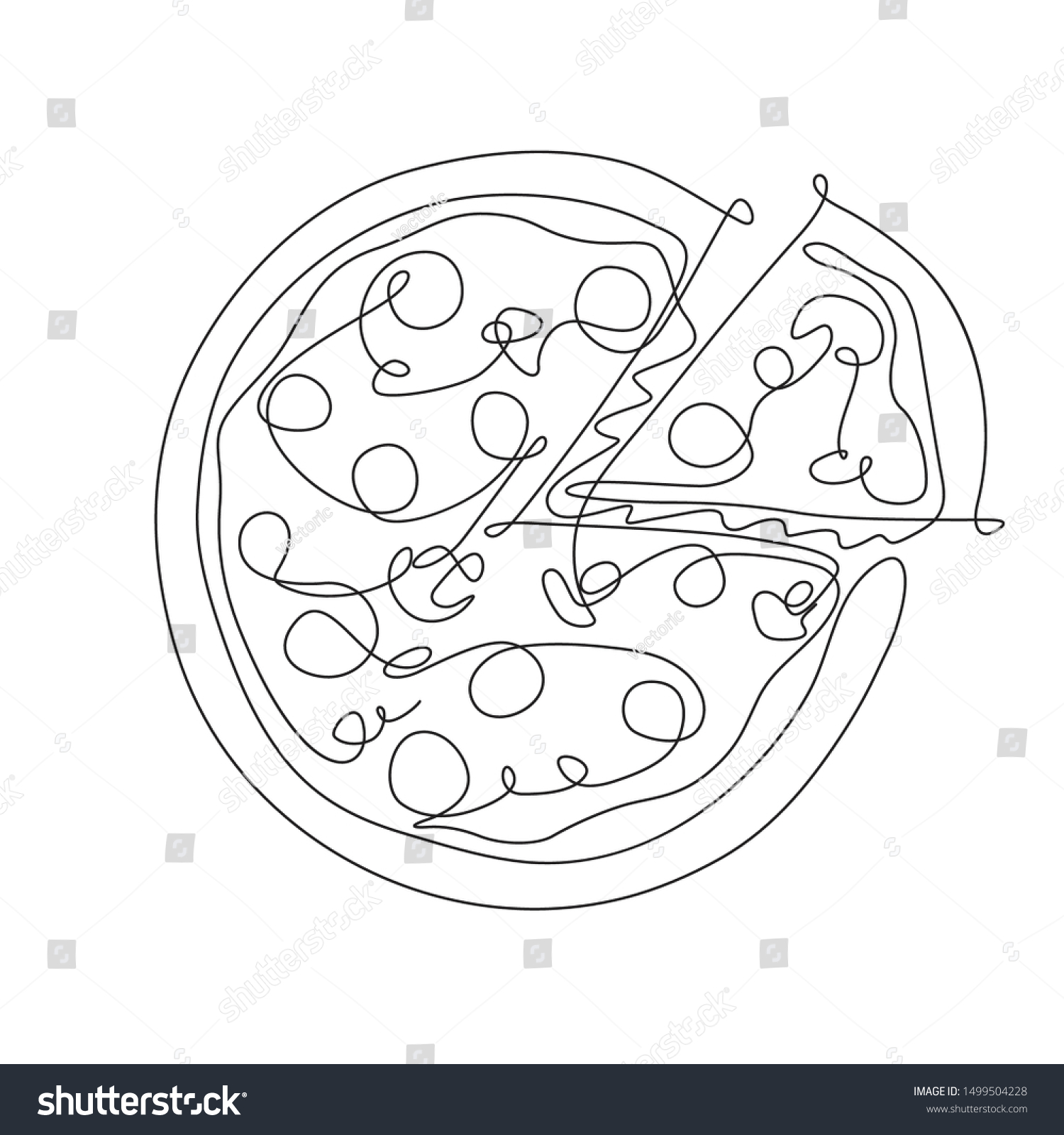One Line Drawing Pizza Vector Stock Vector (Royalty Free) 1499504228