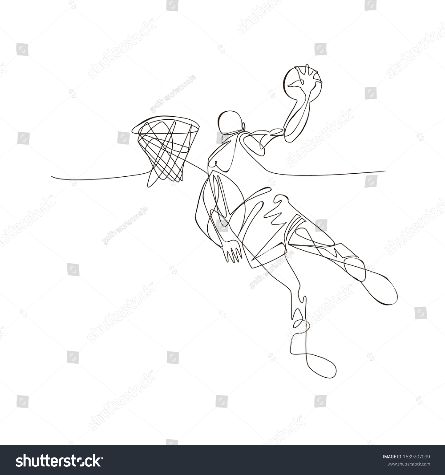 One Line Drawing Slam Dunk: vector de stock (libre de regalías ...