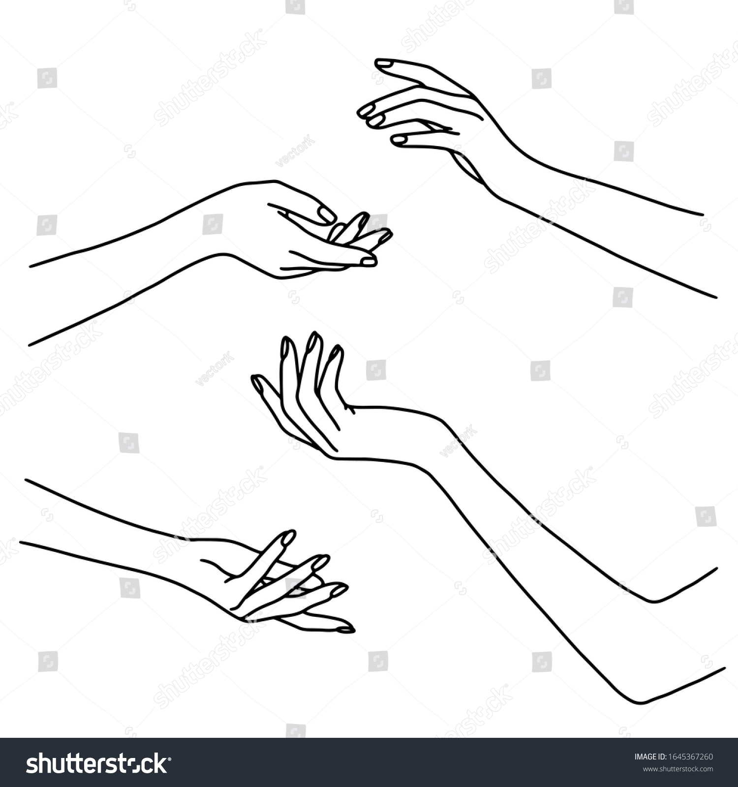 One Line Hands Vector Drawing Hands: เวกเตอร์สต็อก (ปลอดค่าลิขสิทธิ์ ...