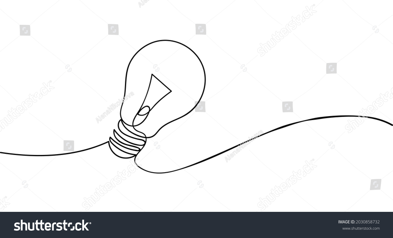 One Line Light Bulb Vector Illustration Stock Vector (Royalty Free ...
