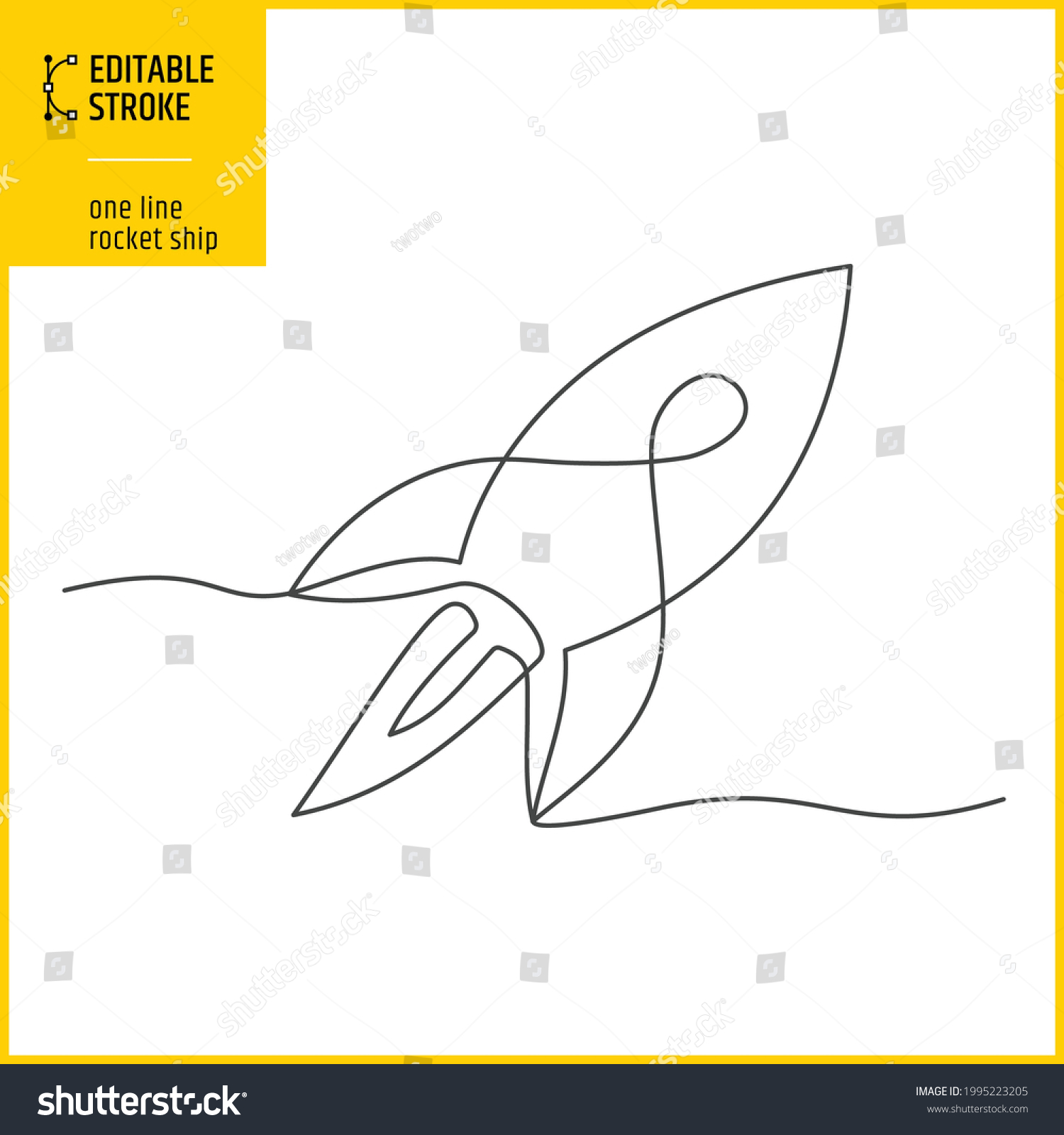 One Line Rocket Ship Editable Stroke Stock Vector (Royalty Free ...
