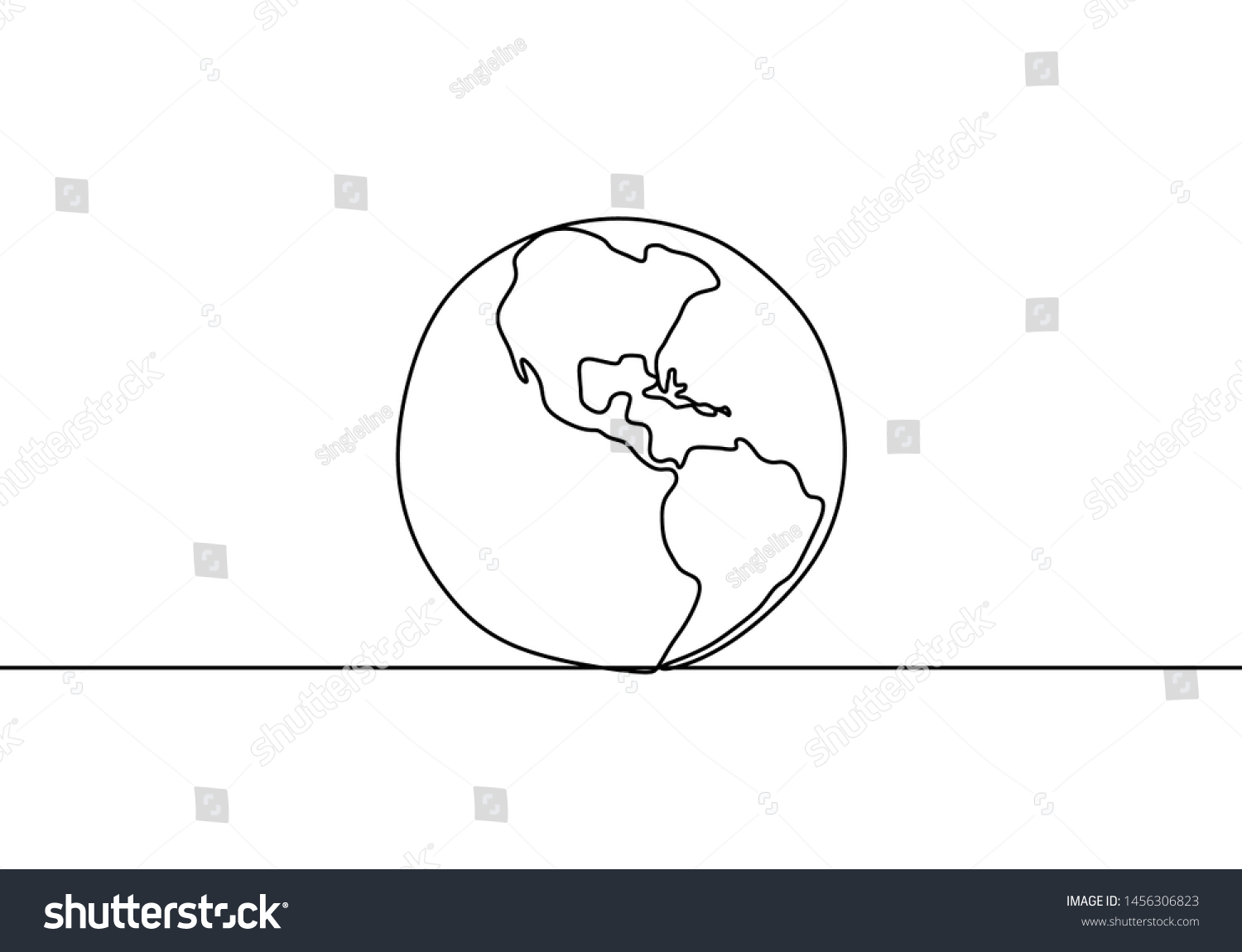 One Line Style World Earth Globe: vector de stock (libre de regalías ...