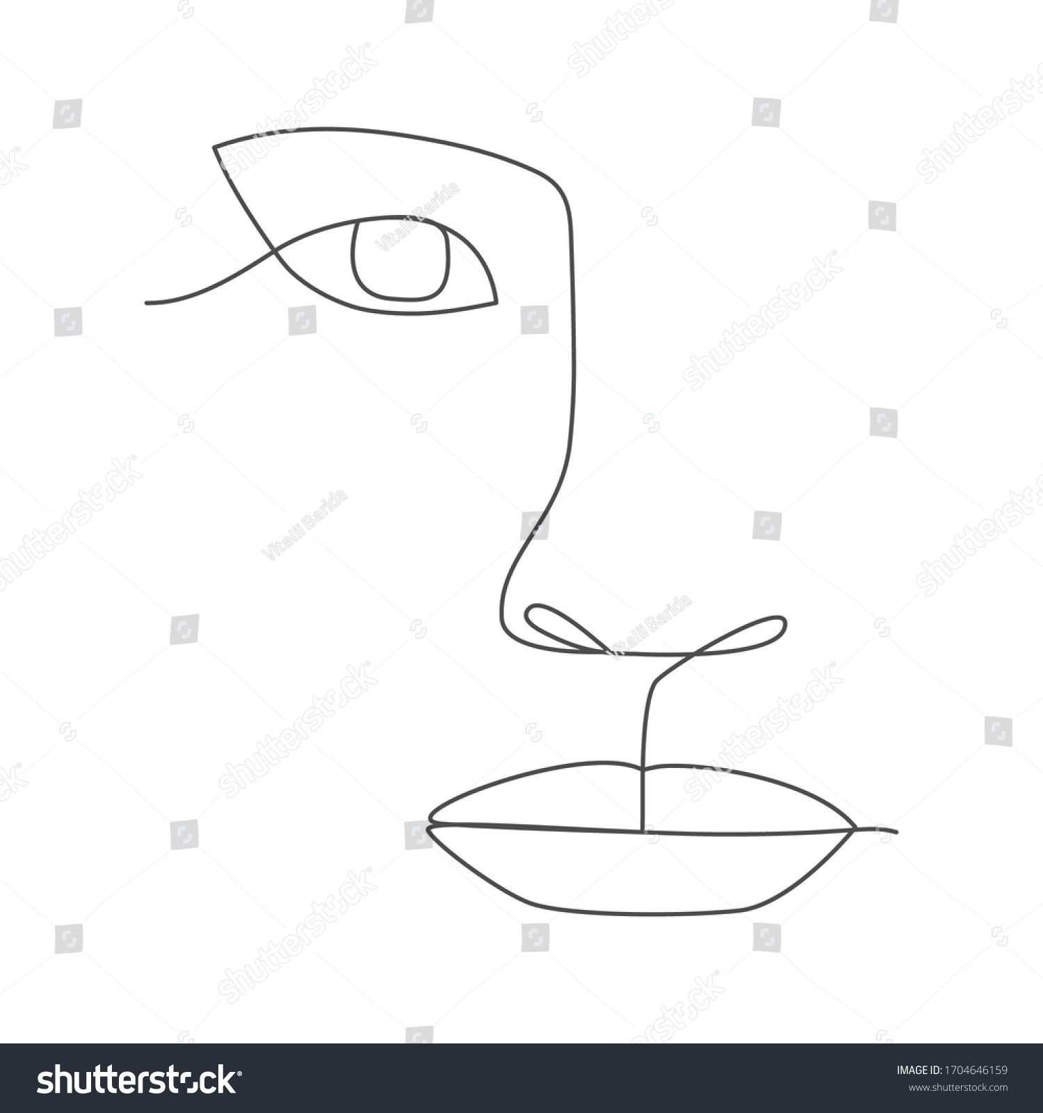 One Line Woman Drawing Face Minimalism Stock Vector Royalty Free
