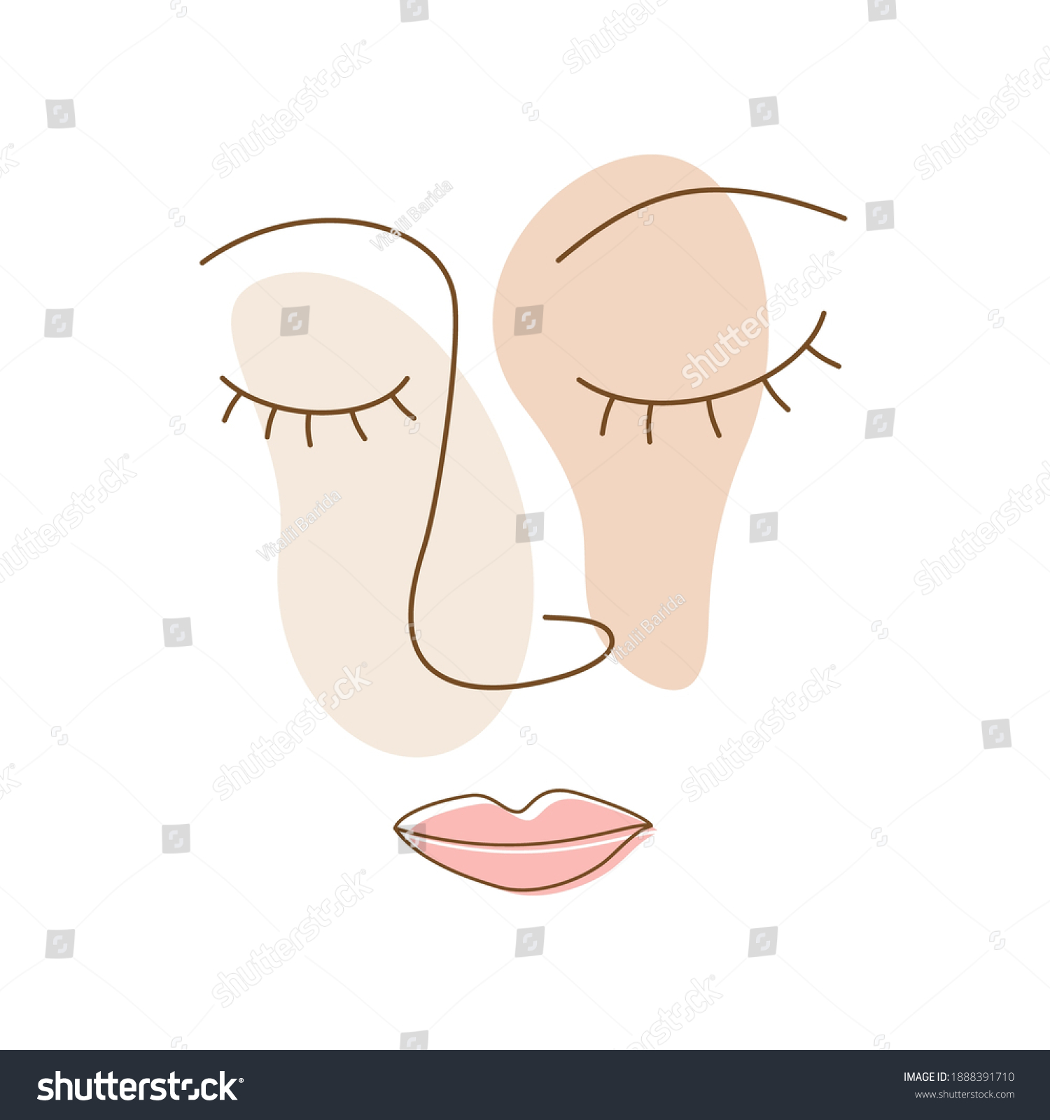 One Line Woman Drawing Face Minimalism เวกเตอร์สต็อก ปลอดค่าลิขสิทธิ์