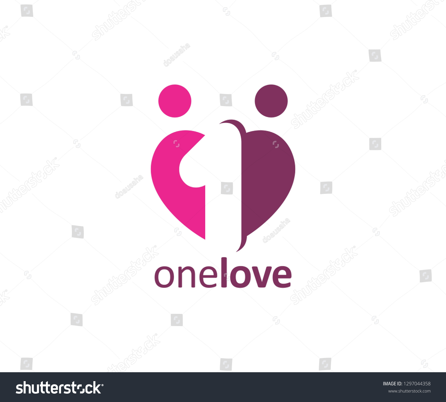 One Love Logo Simple Stock Vector (Royalty Free) 1297044358