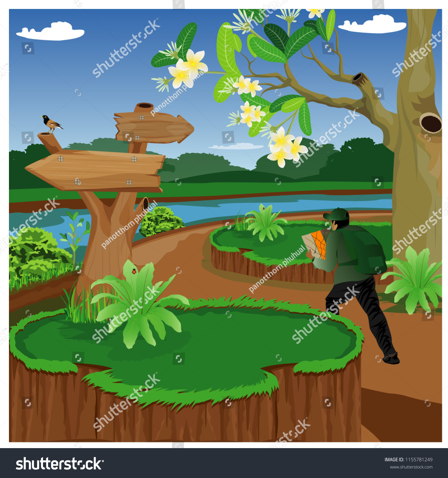 One Man Forest Vector Design Stock Vector (Royalty Free) 1155781249