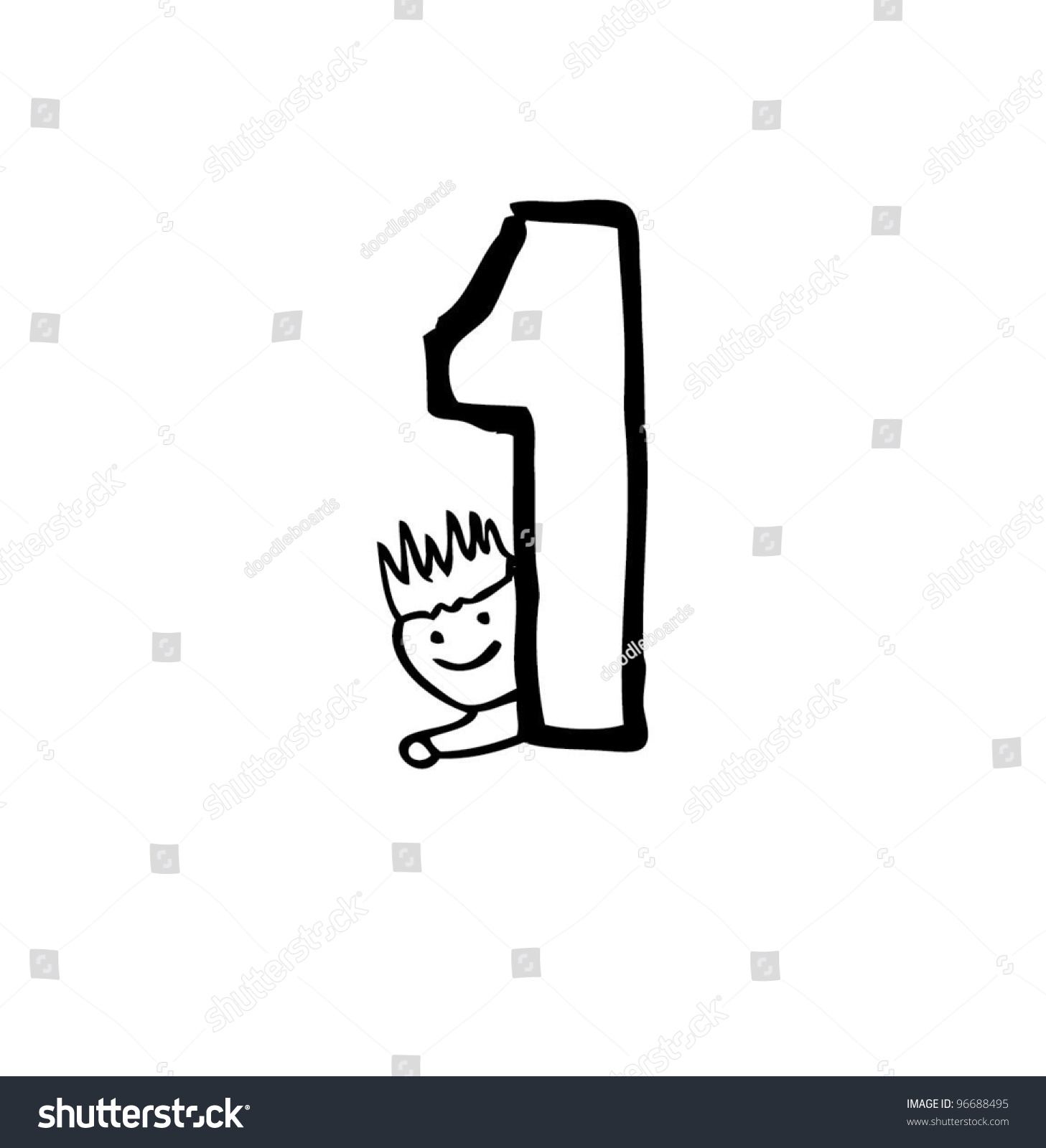 One Number Cartoon Vector Illustration Stock Vector (Royalty Free ...