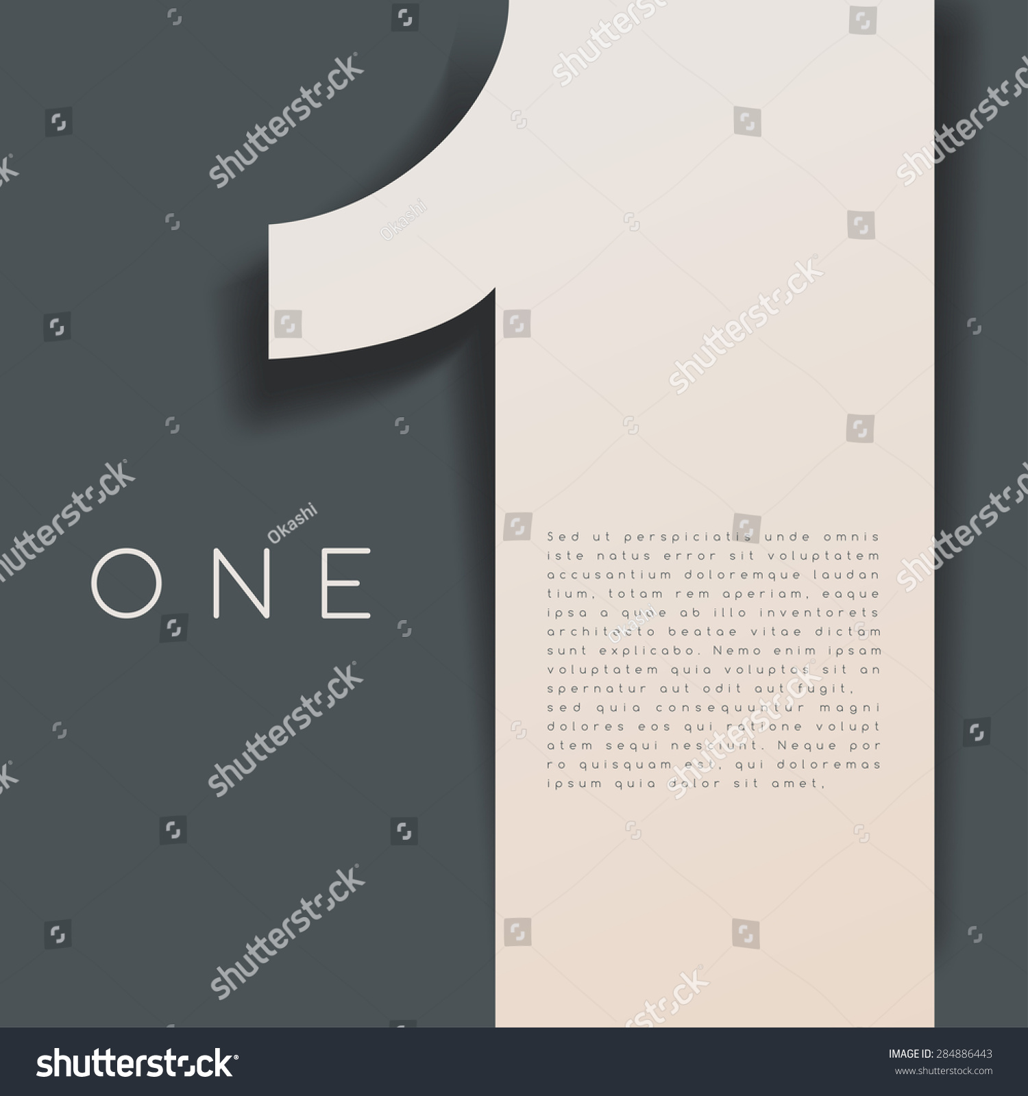 One Numeral Graphic Overlapping Element Vector Stock Vector (Royalty ...