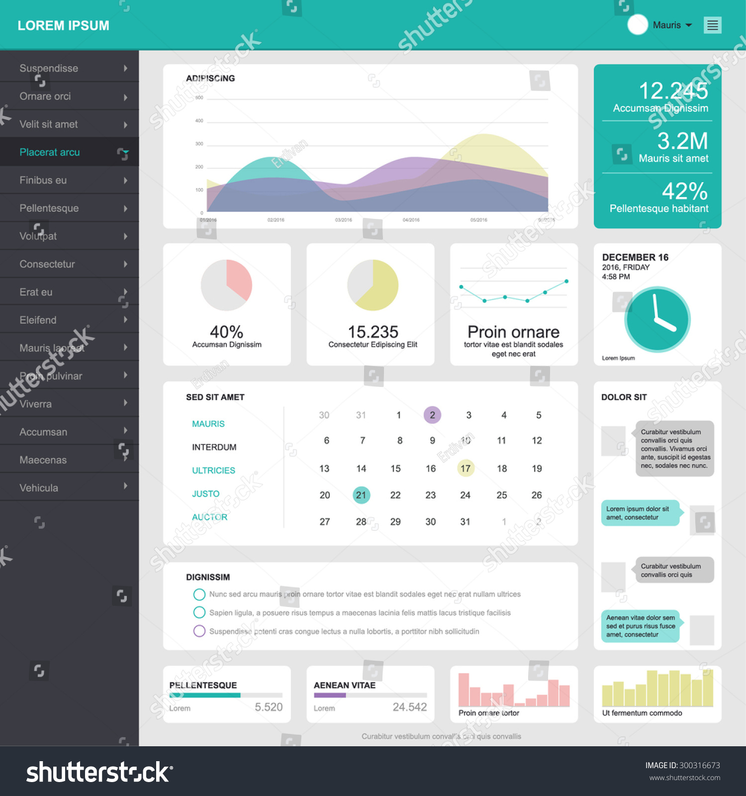 Vektor Stok Desain template dasbor satu halaman (Tanpa Royalti ...