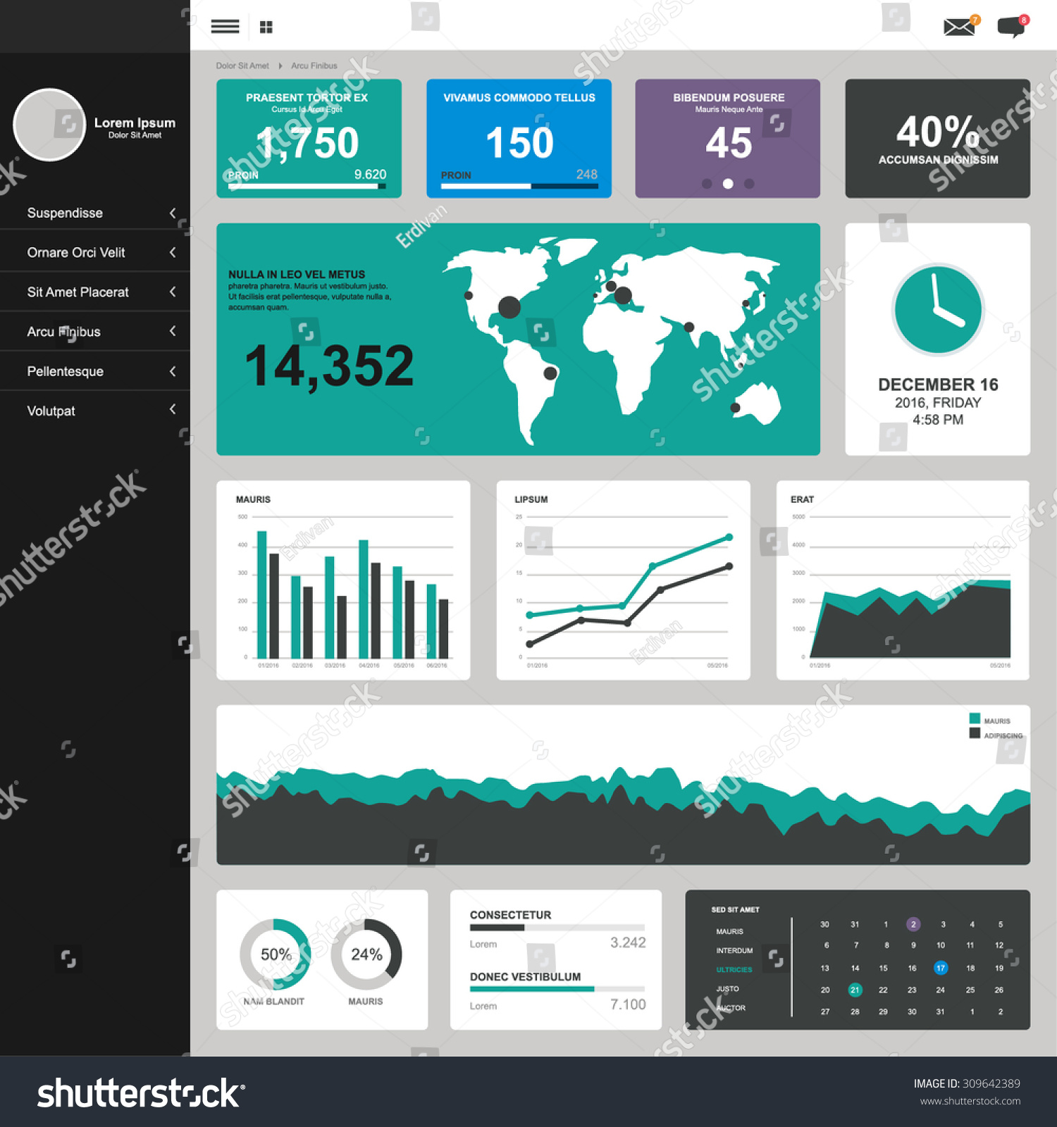 One Page Dashboard Template Design: เวกเตอร์สต็อก (ปลอดค่าลิขสิทธิ์ ...