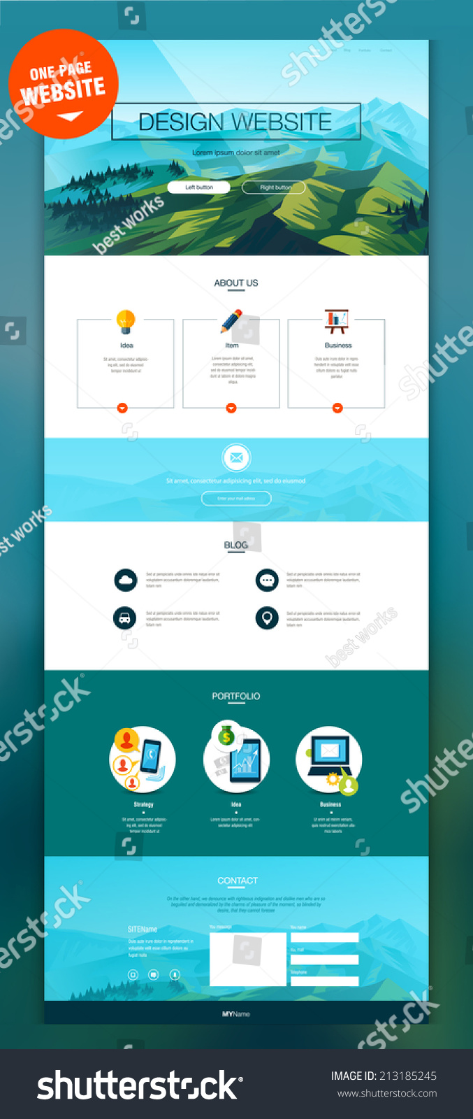 One Page Website Design Stock Vector (Royalty Free) 213185245