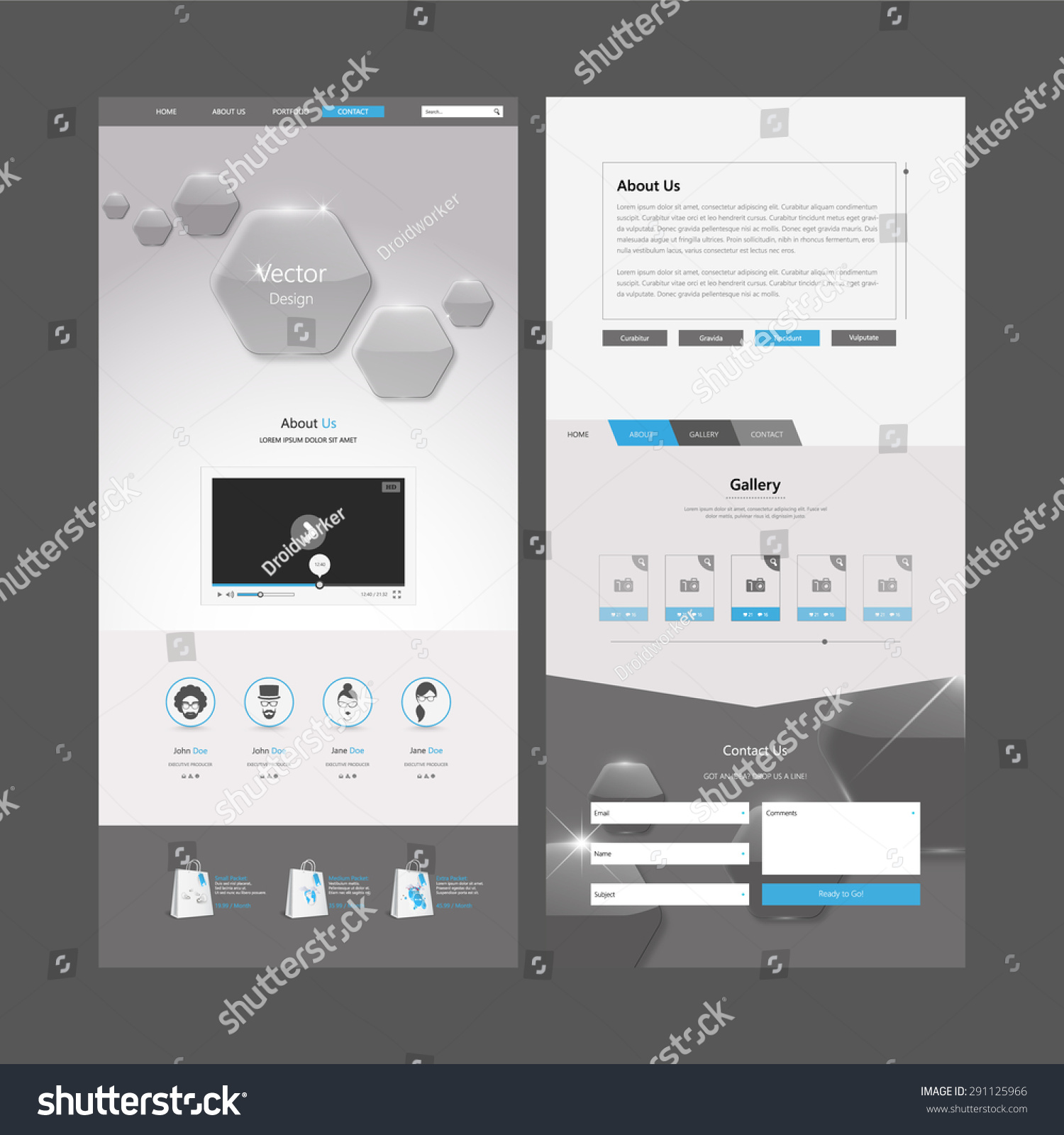 Vektor Stok One Page Website Template Header Designs (Tanpa Royalti ...