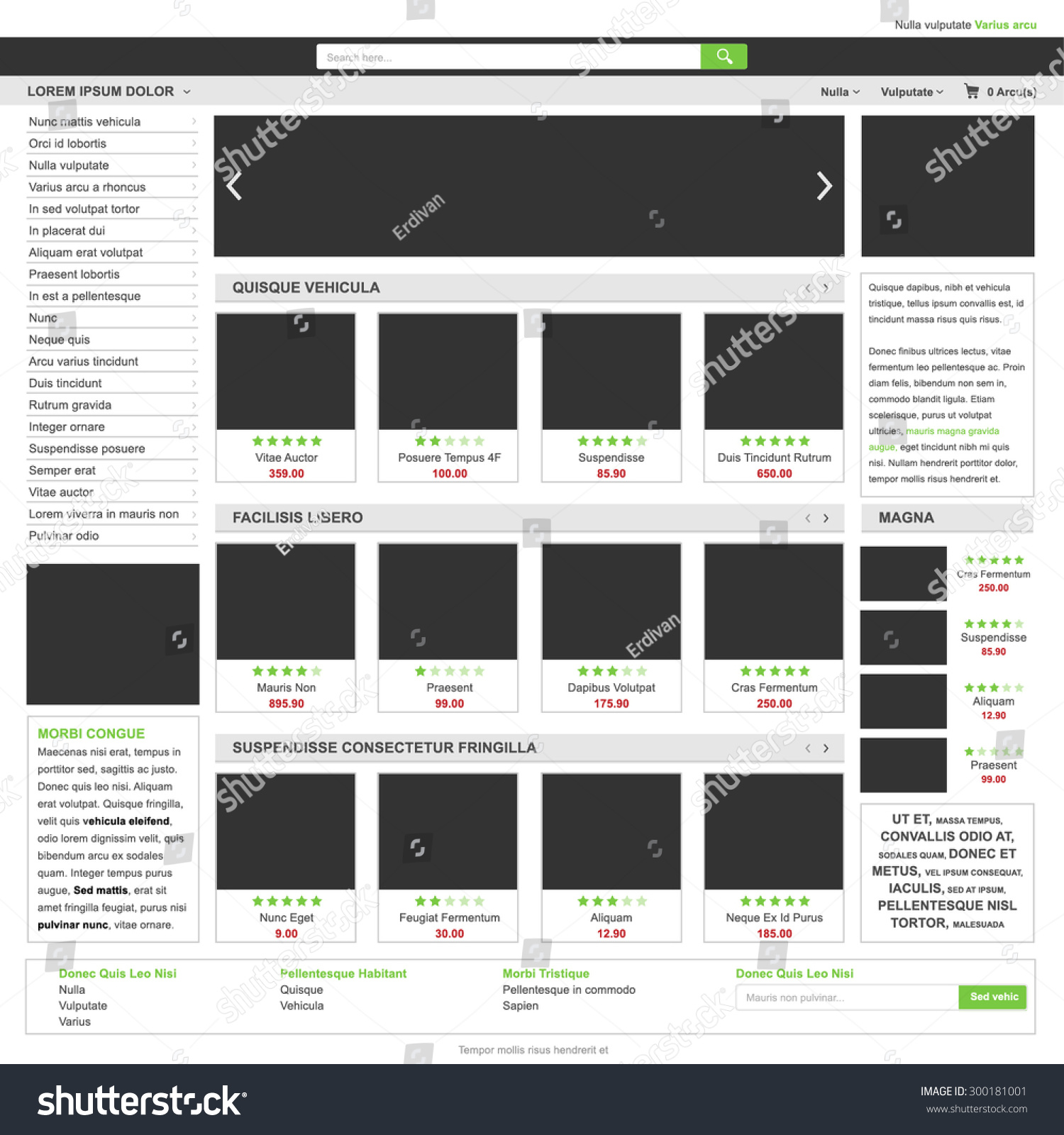 One Page Website Template Design Stock Vector (Royalty Free) 300181001