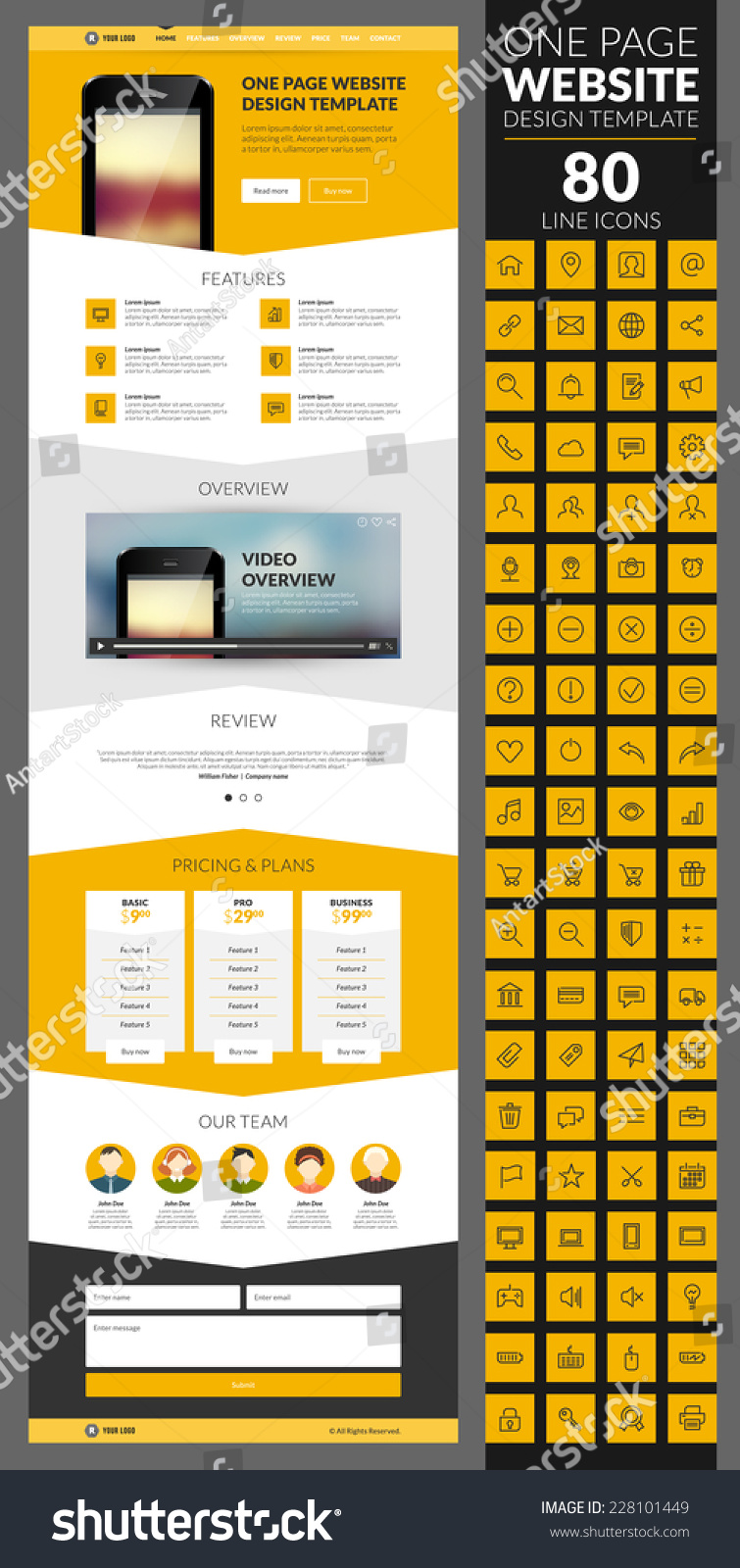 One Page Website Template Icon Set: vetor stock (livre de direitos ...