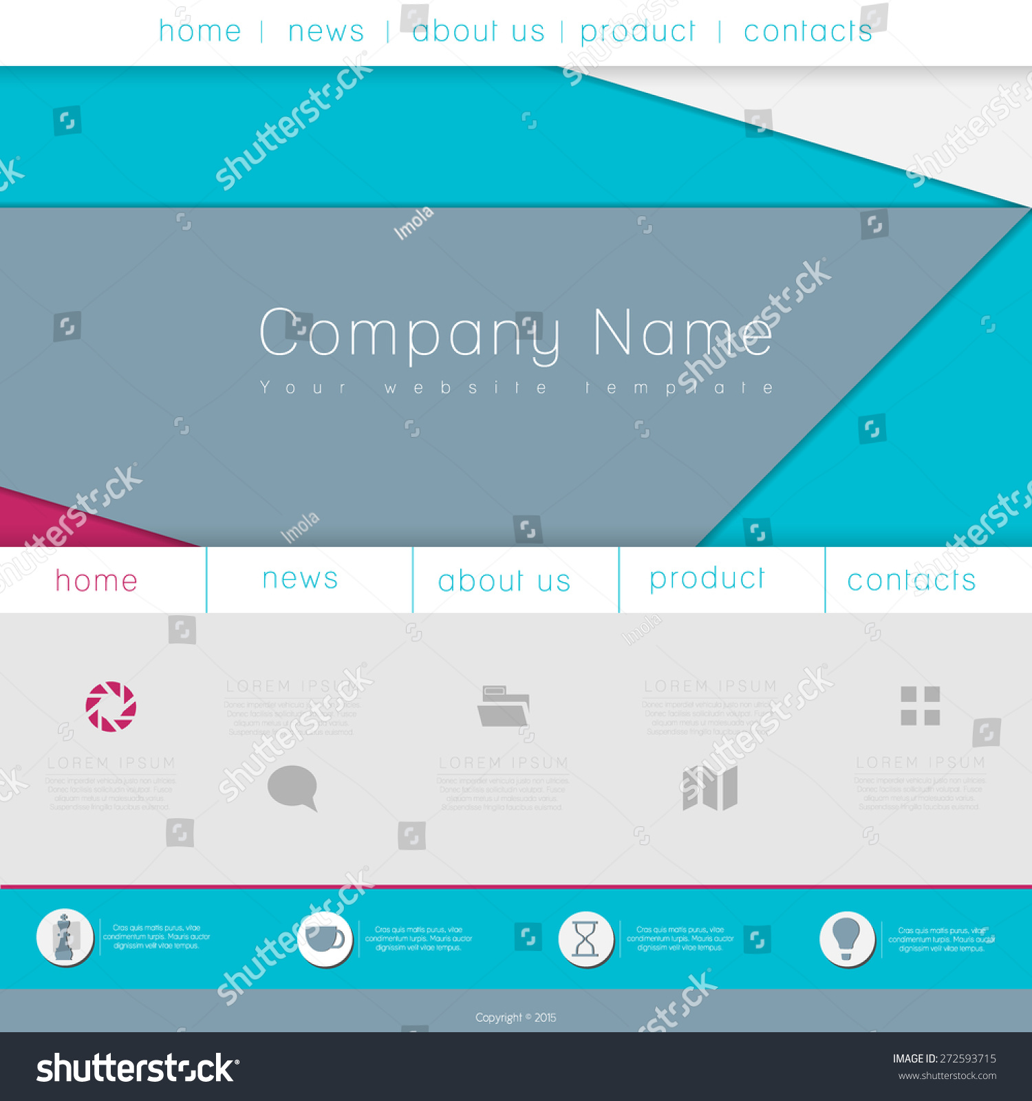 One Page Website Template Material Design Stock Vector (Royalty Free ...