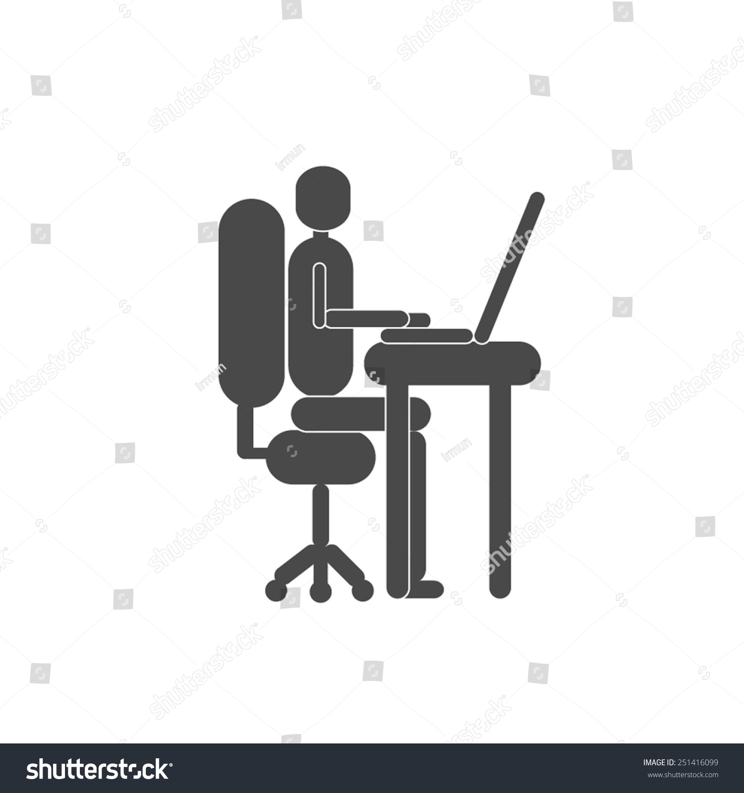 One Person Silhouette Working Computer Vector: vetor stock (livre de ...