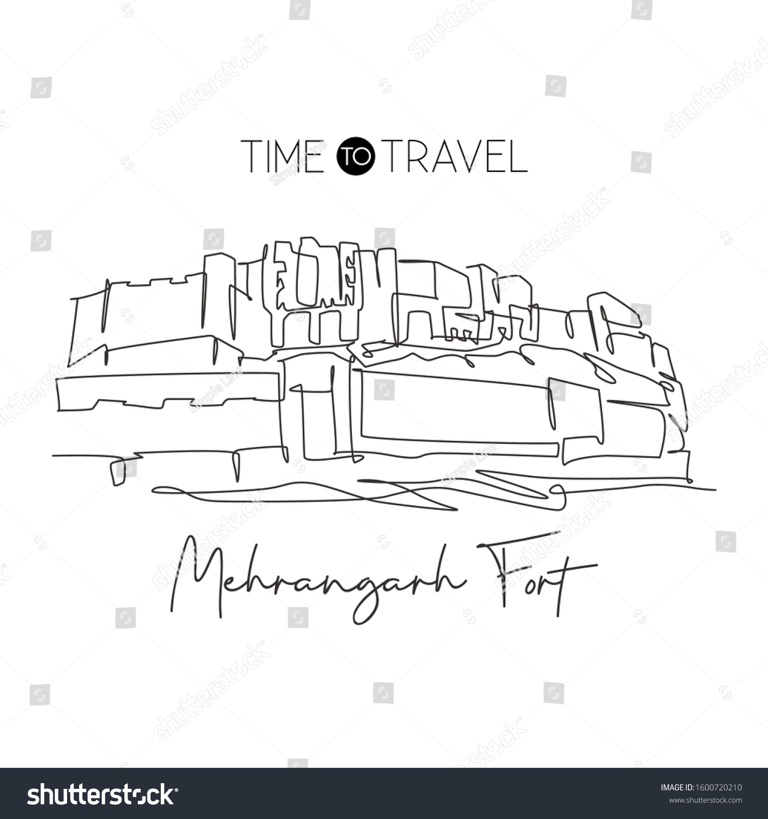 One Single Line Drawing Mehrangarh Fort Stock Vector (Royalty Free ... One Single Line Drawing Mehrangarh Fort Stock Vector (Royalty Free ...