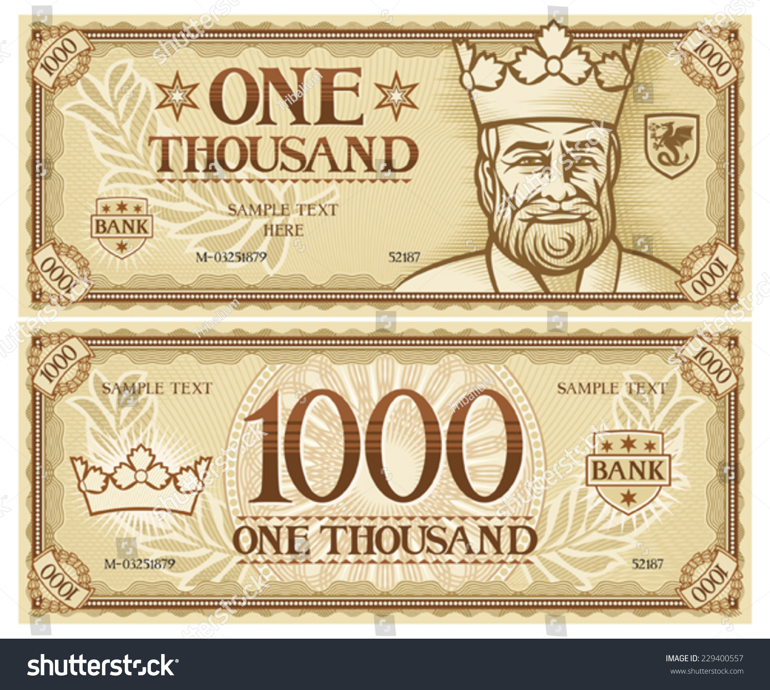 One Thousand Abstract Banknote Stock Vector (Royalty Free) 229400557 ...