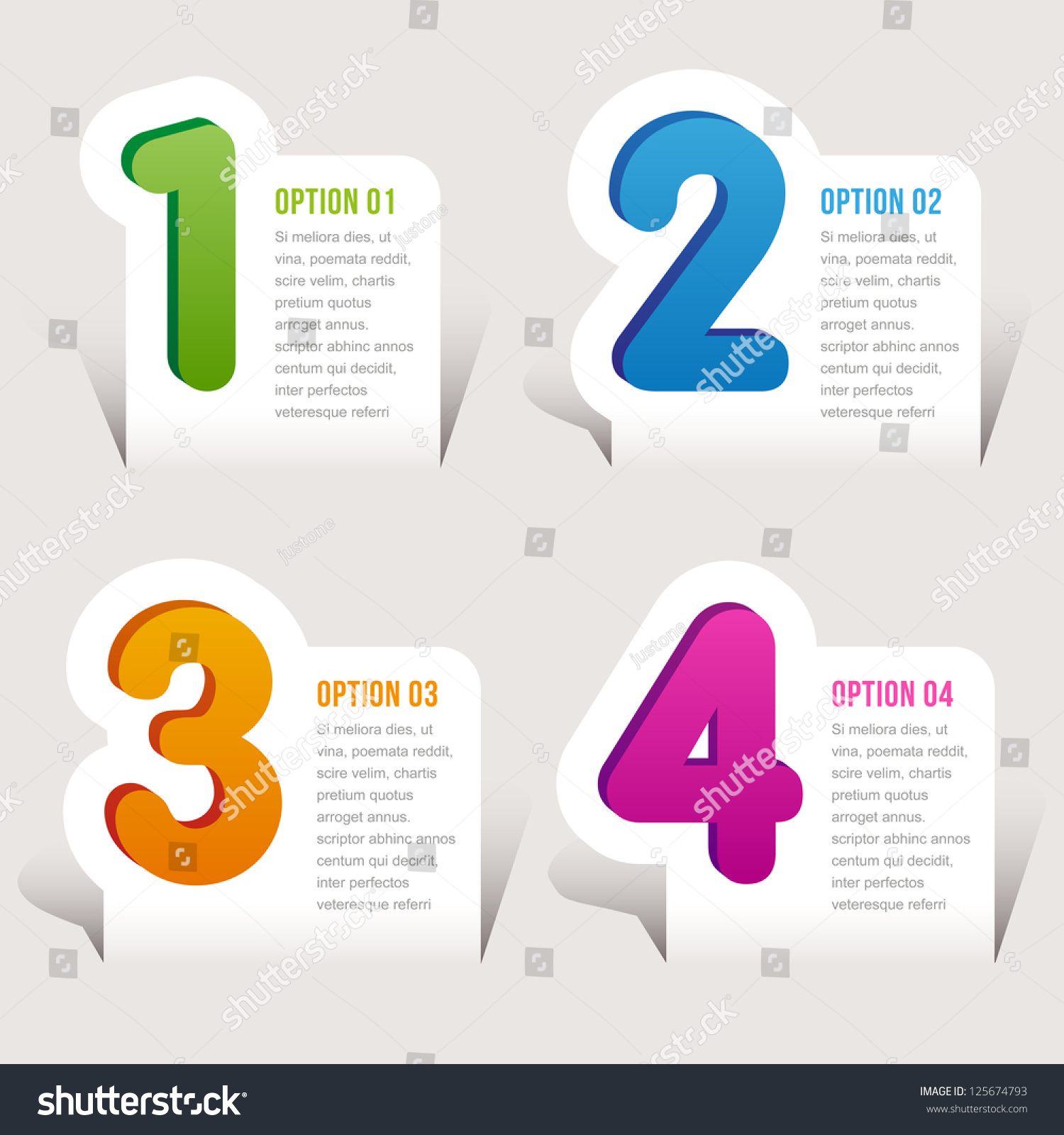 One Two Three Four Options Vector Stock Vector (Royalty Free) 125674793 ...