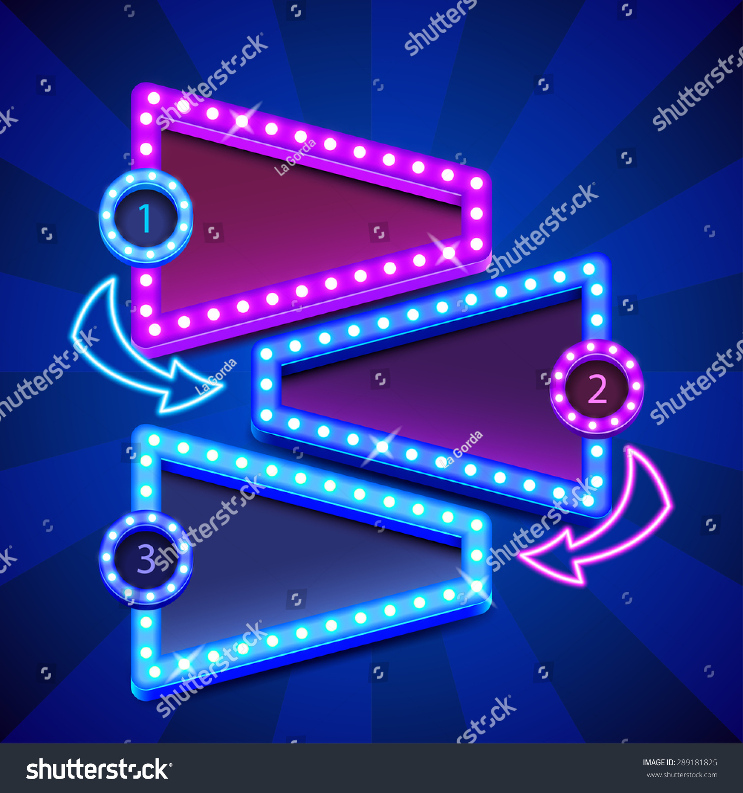 One Two Three Steps Poster Neon Stock Vector (Royalty Free) 289181825
