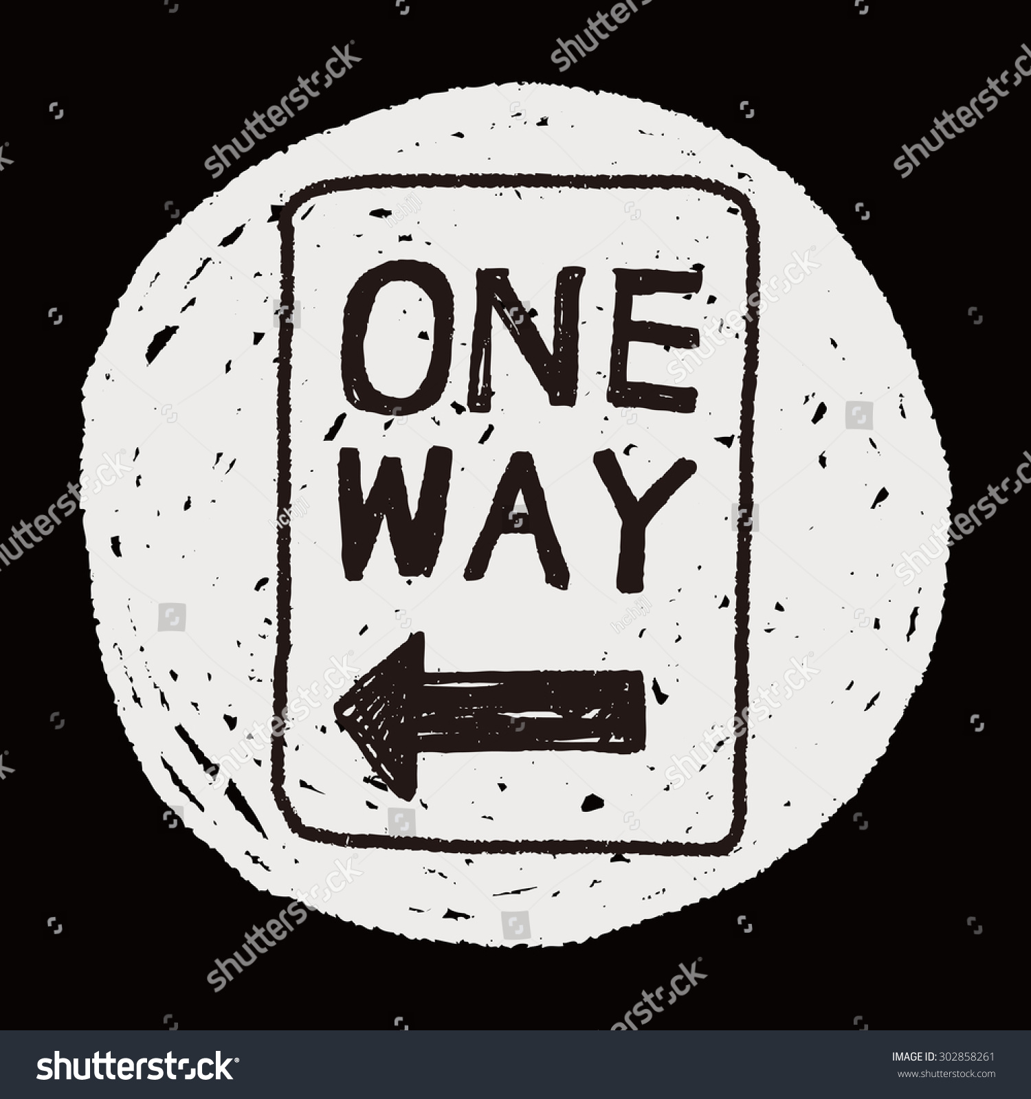 One Way Sign Doodle Stock Vector (Royalty Free) 302858261