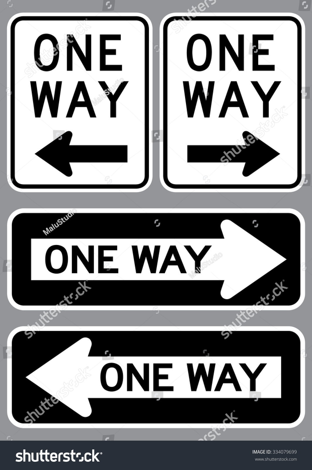 One Way Sign Set Vector Illustration Stock Vector (Royalty Free) 334079699