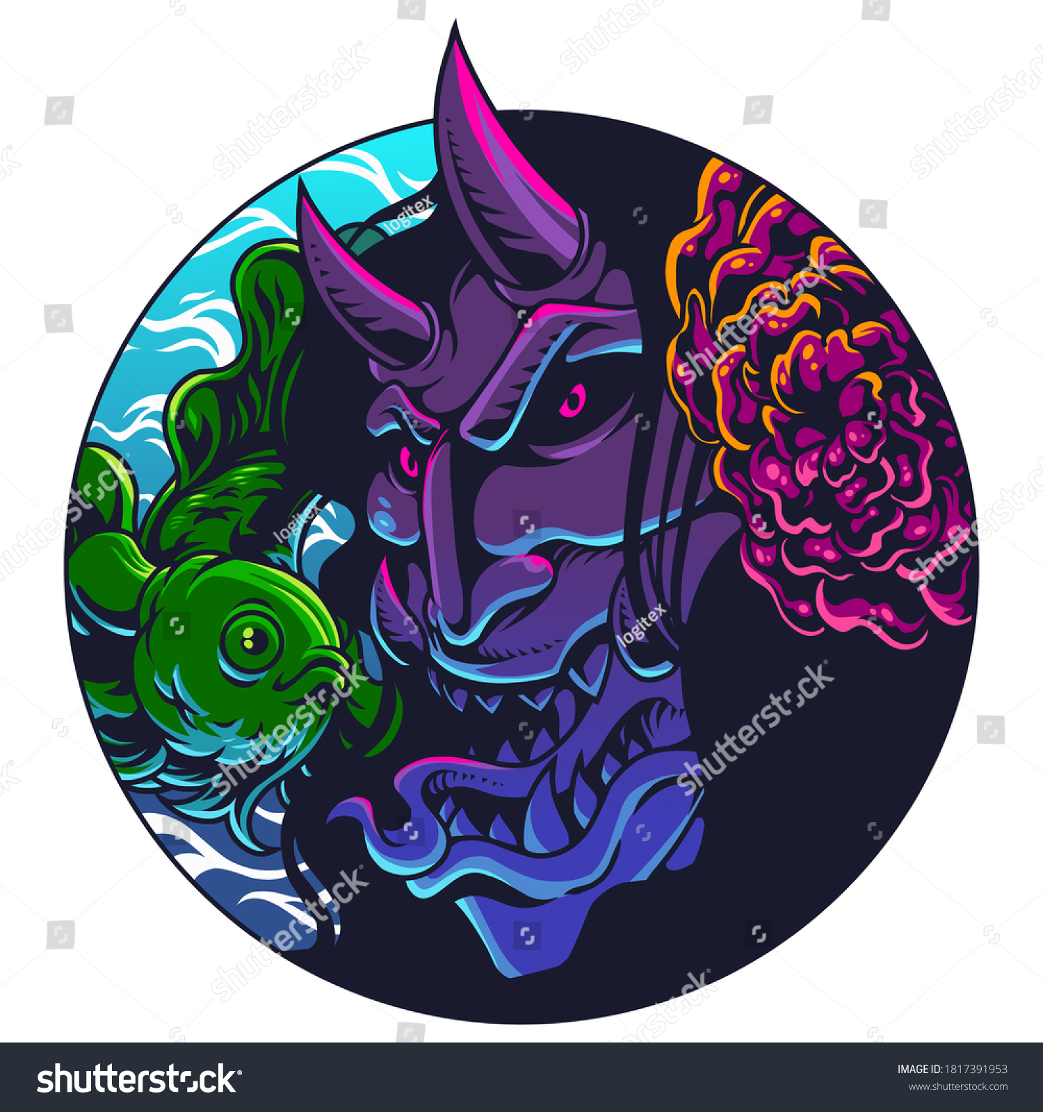 Oni Head Mascot Logo Design Stock Vector (Royalty Free) 1817391953 ...