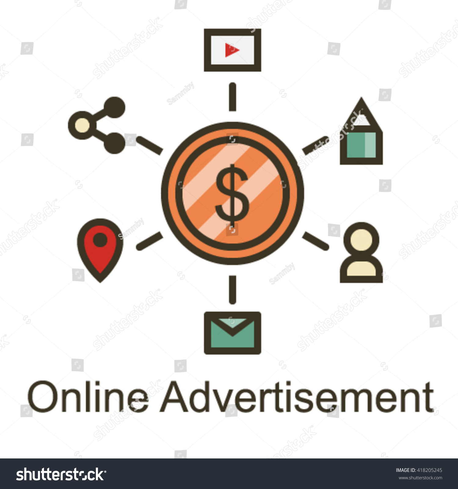 Online Advertisement Icon Stock Vector (Royalty Free) 418205245