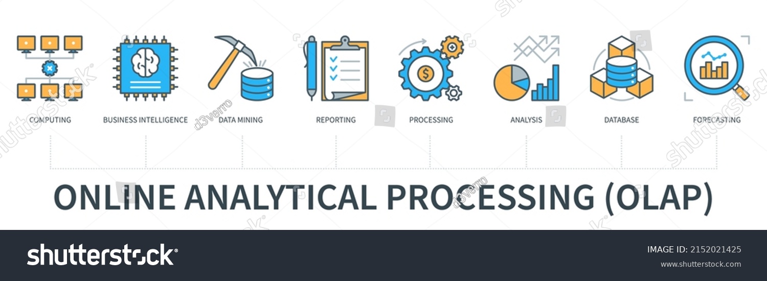 Online Analytical Processing Olap Concept Icons Stock Vector (Royalty ...