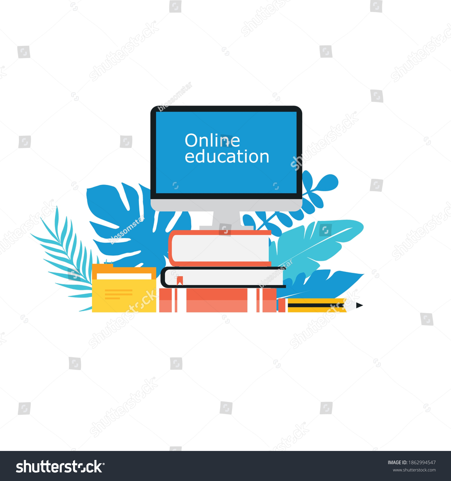 Online Classes Online School Elearning Home Stock Vector (Royalty Free ...