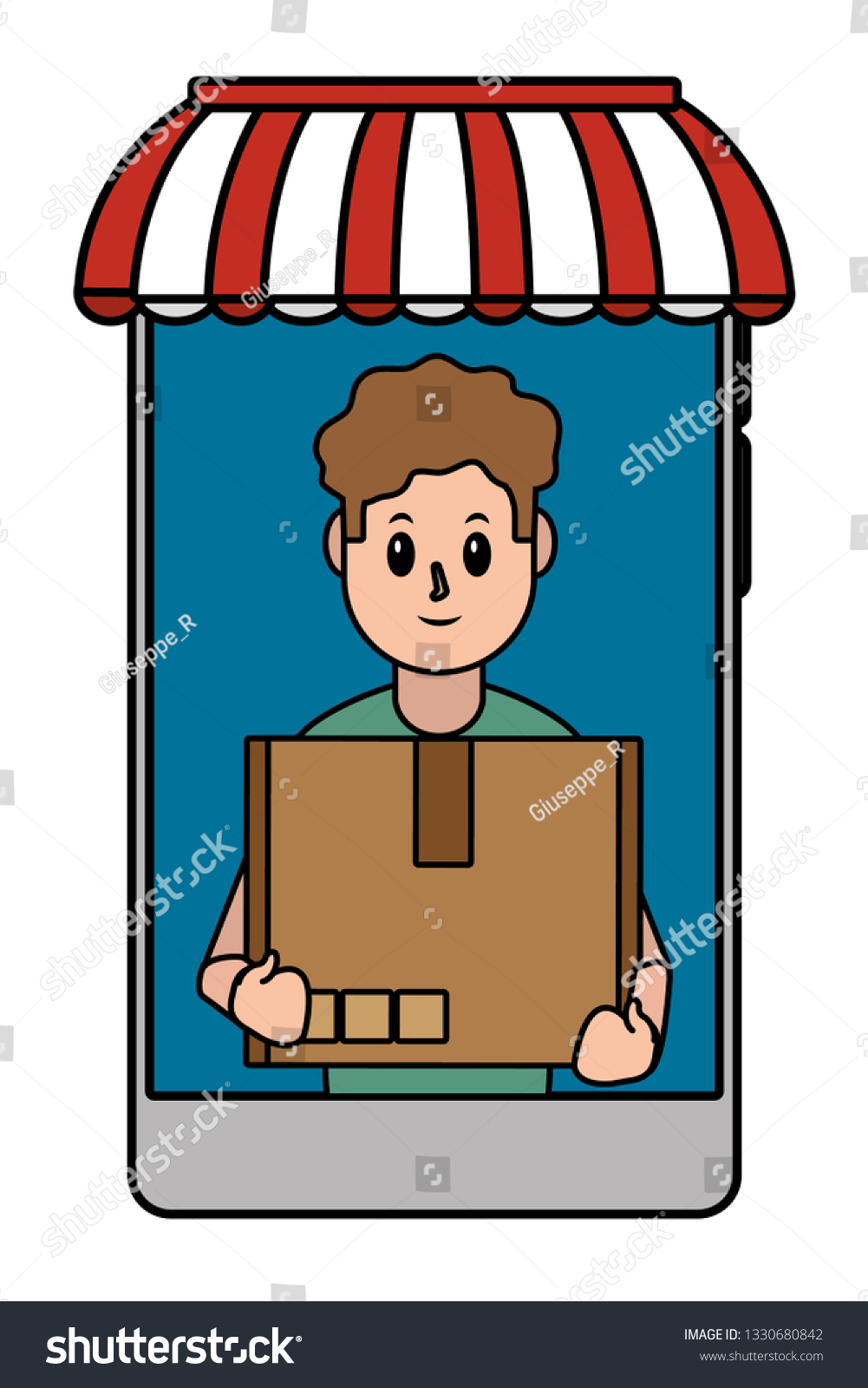 Online Delivery Cartoon Stock Vector (Royalty Free) 1330680842