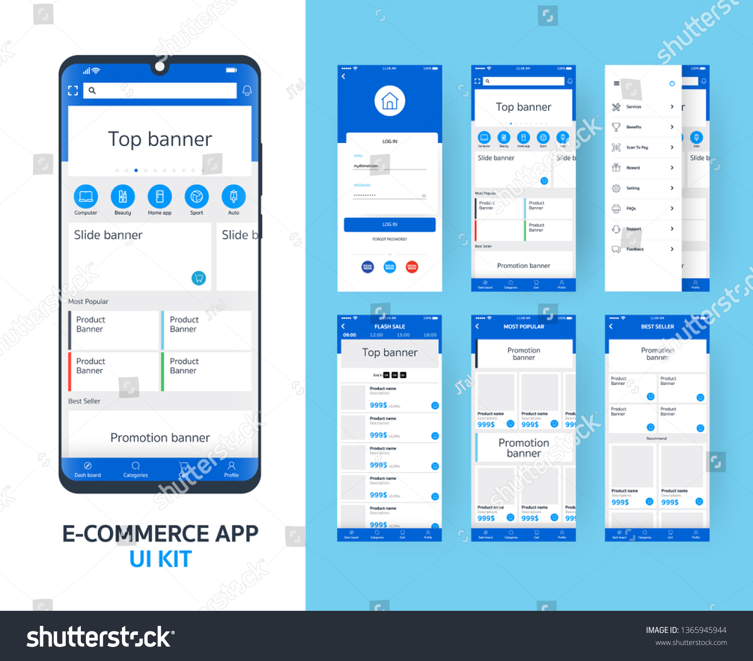 Online Ecommerce App Ui Kit Responsive Stock Vector (Royalty Free ...