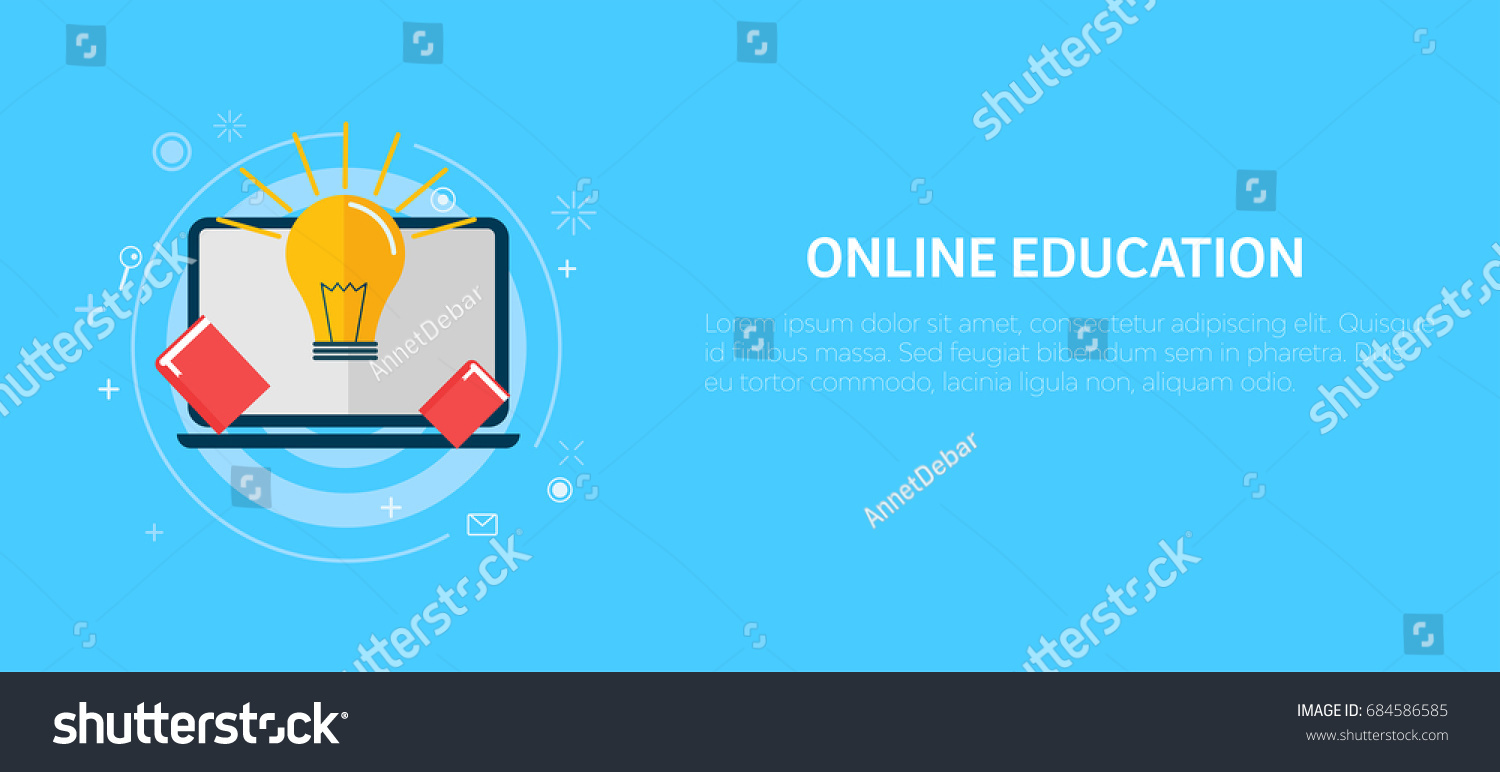 Online Education Banner Vector Flat Illustration: เวกเตอร์สต็อก (ปลอด ... Online Education Banner Vector Flat Illustration: เวกเตอร์สต็อก (ปลอด ...