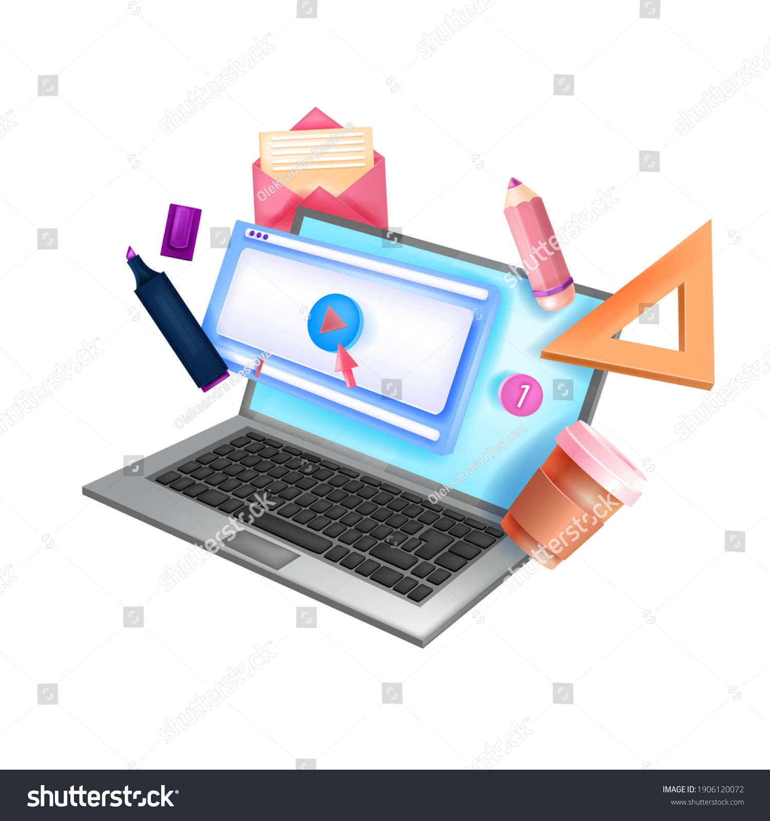 Online Education Video Tutorial Computer Training Stock Vector (Royalty ...