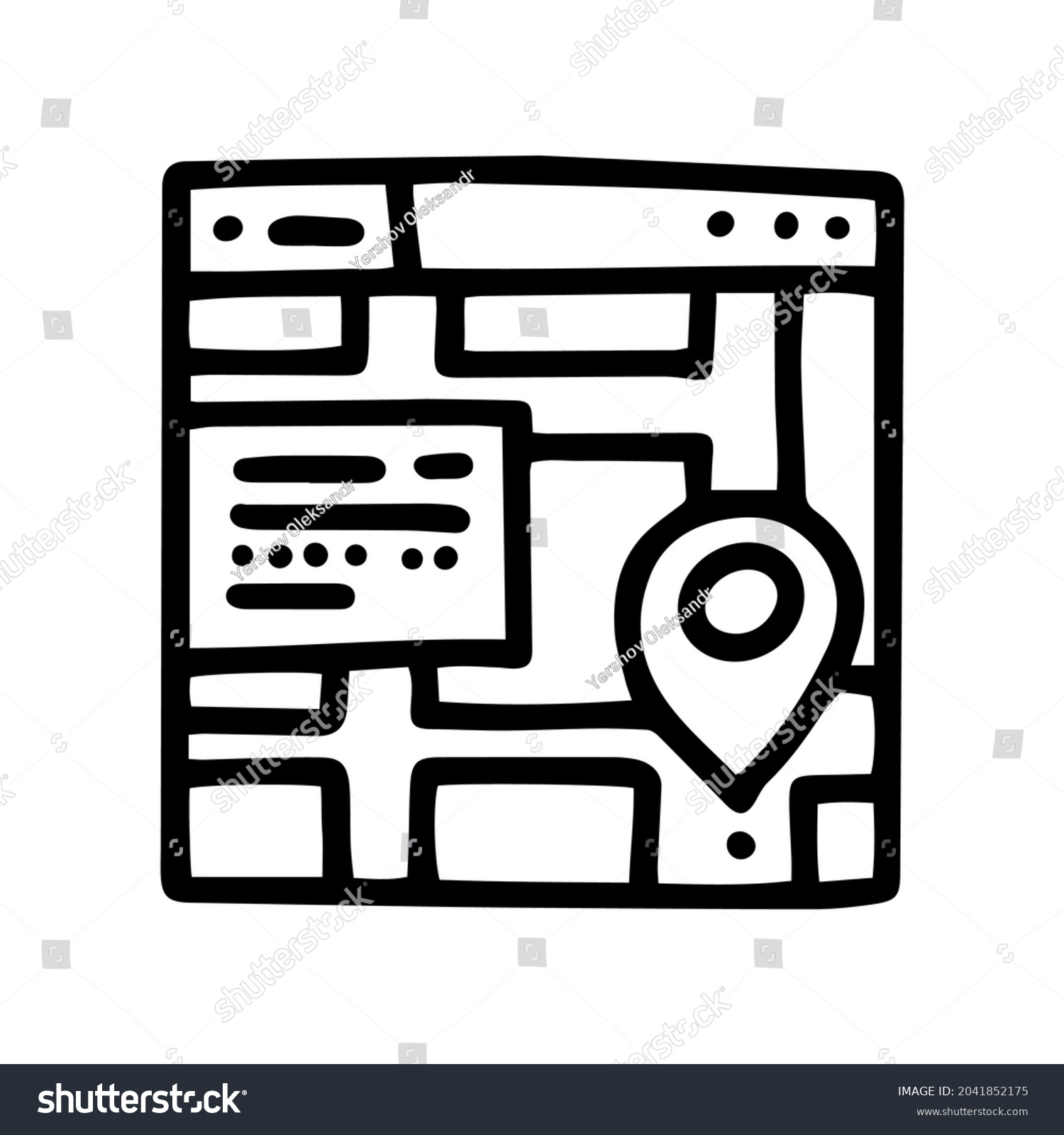 Online Map Line Vector Doodle Simple Stock Vector (Royalty Free) 2041852175