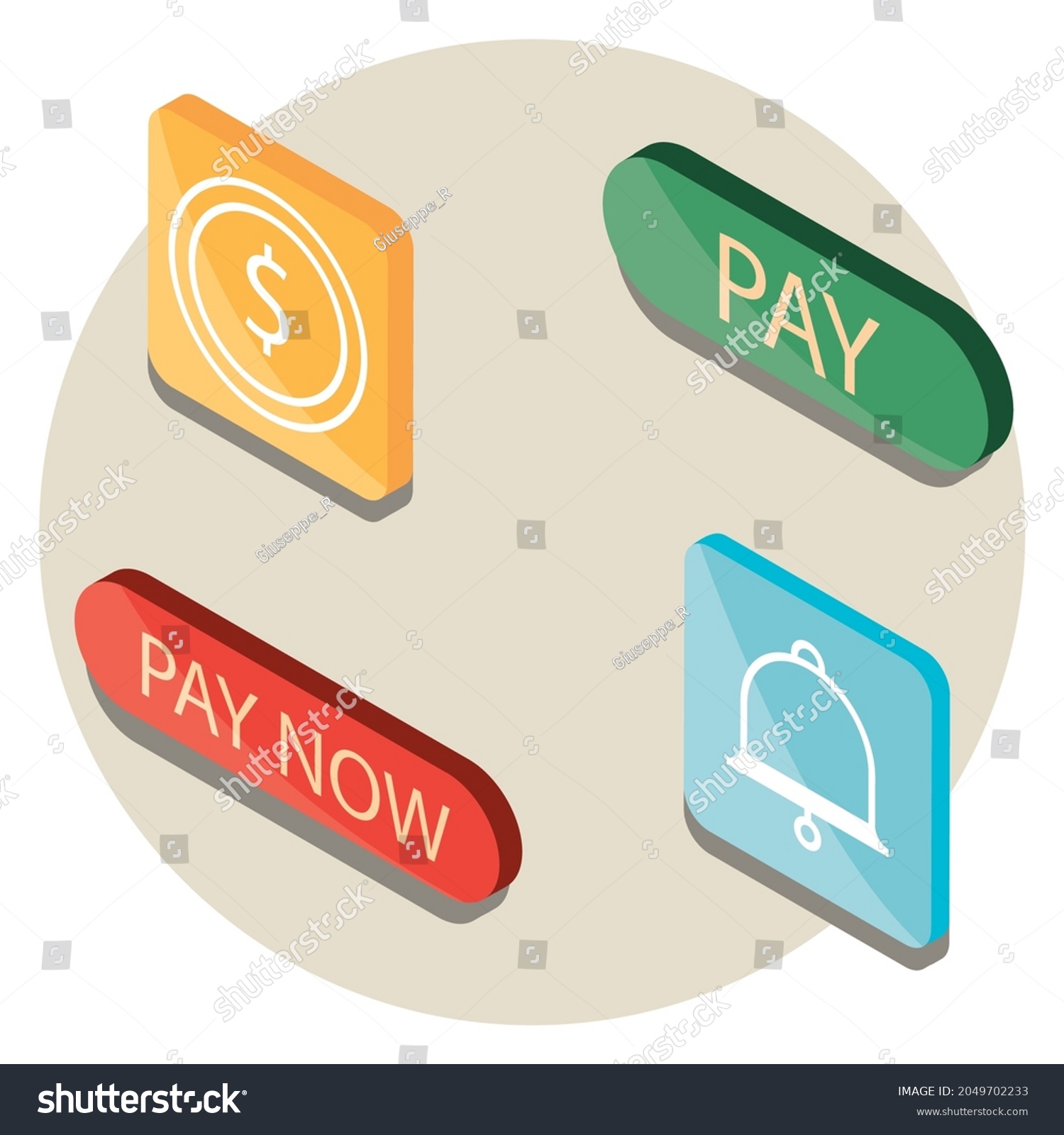 Online Payment Buttons Icon Set Stock Vector (Royalty Free) 2049702233 ...