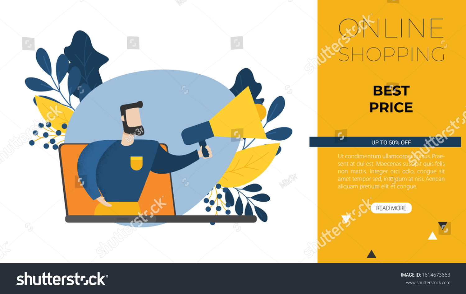 Online Shopping Salesman Flat Vector Image Stock Vector (Royalty Free ...