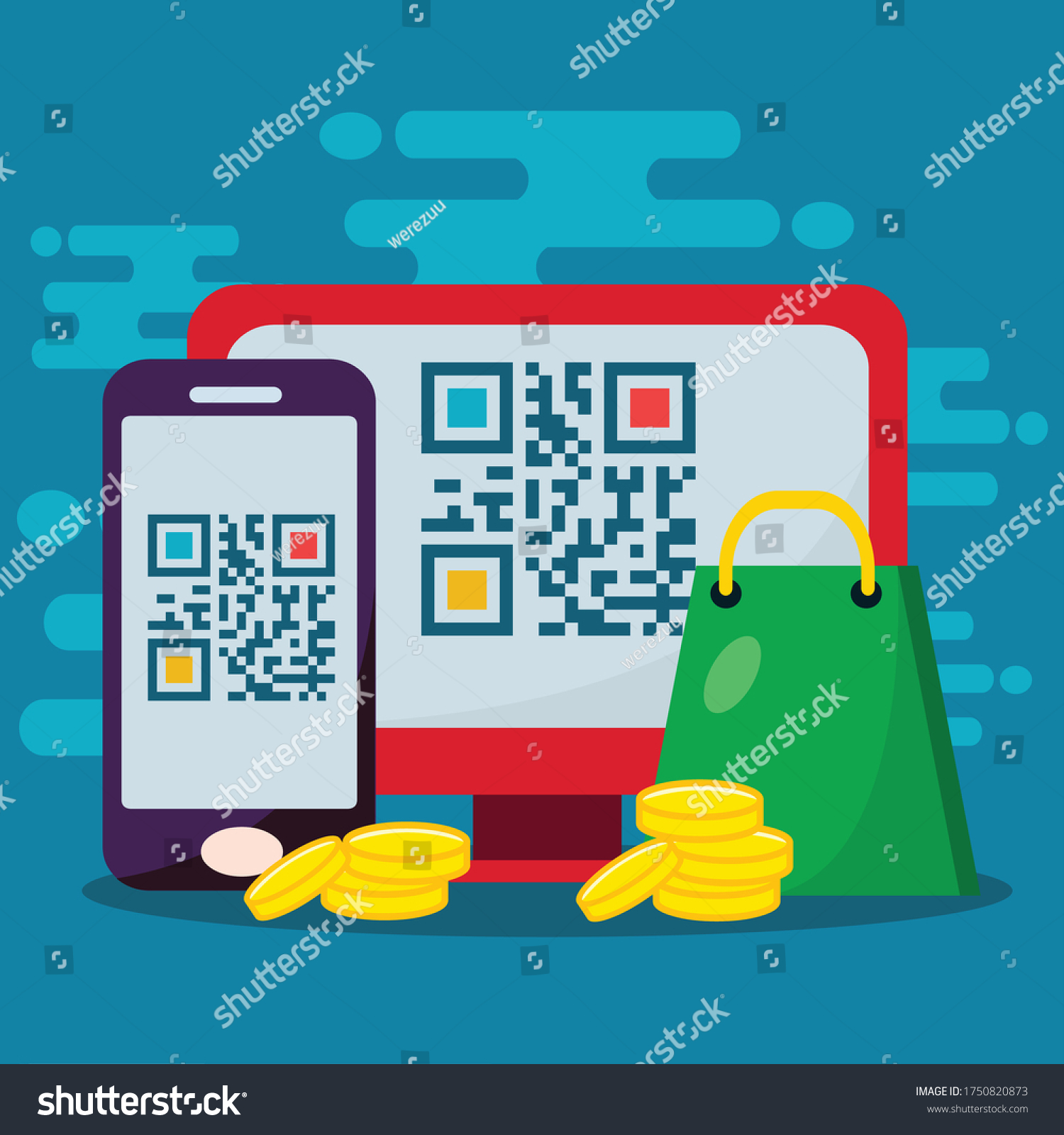 Online Shopping Use Qr Code Concept Stock Vector (Royalty Free ...