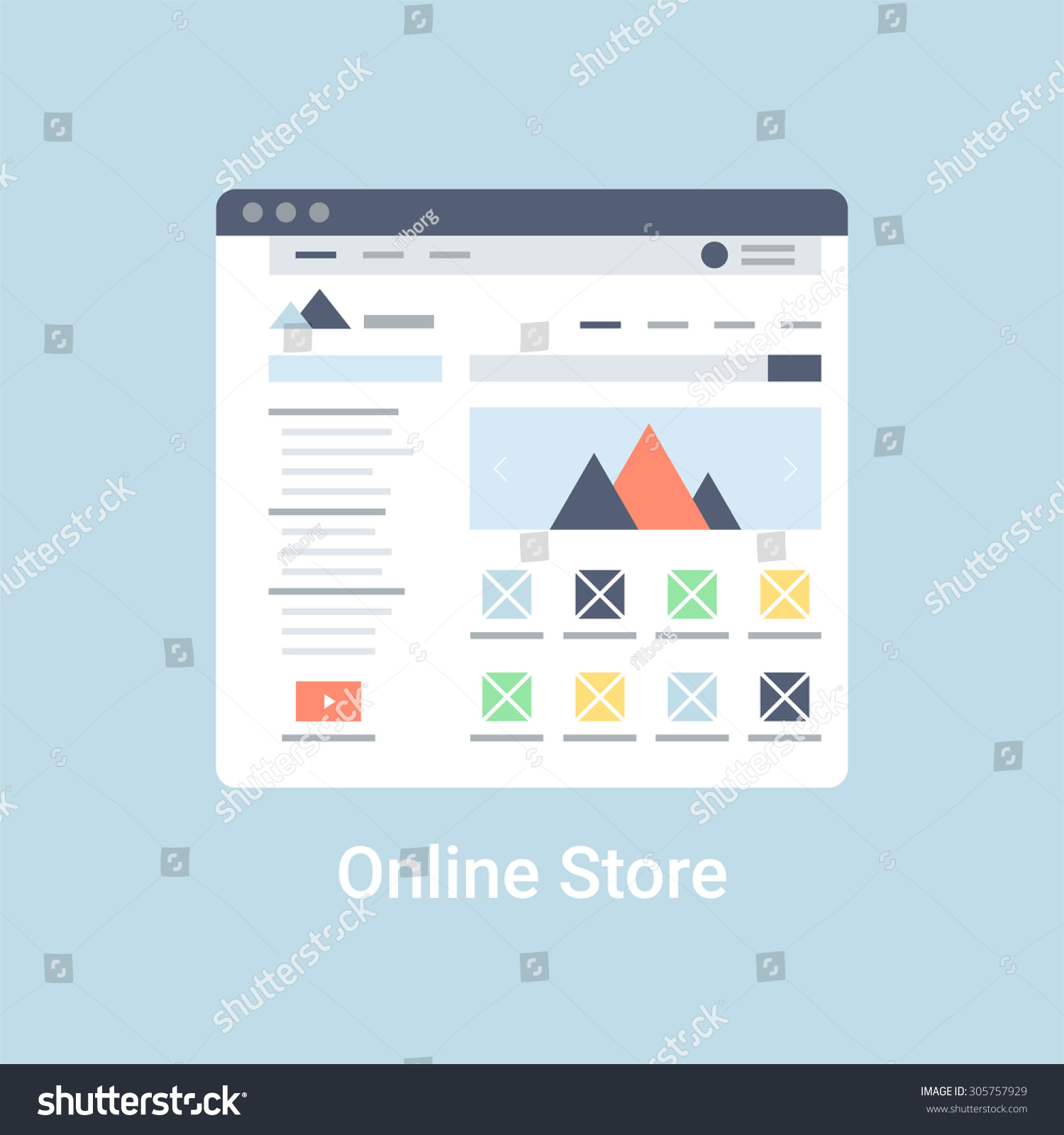 Online Store Website Wireframe Interface Template: vector de stock ...